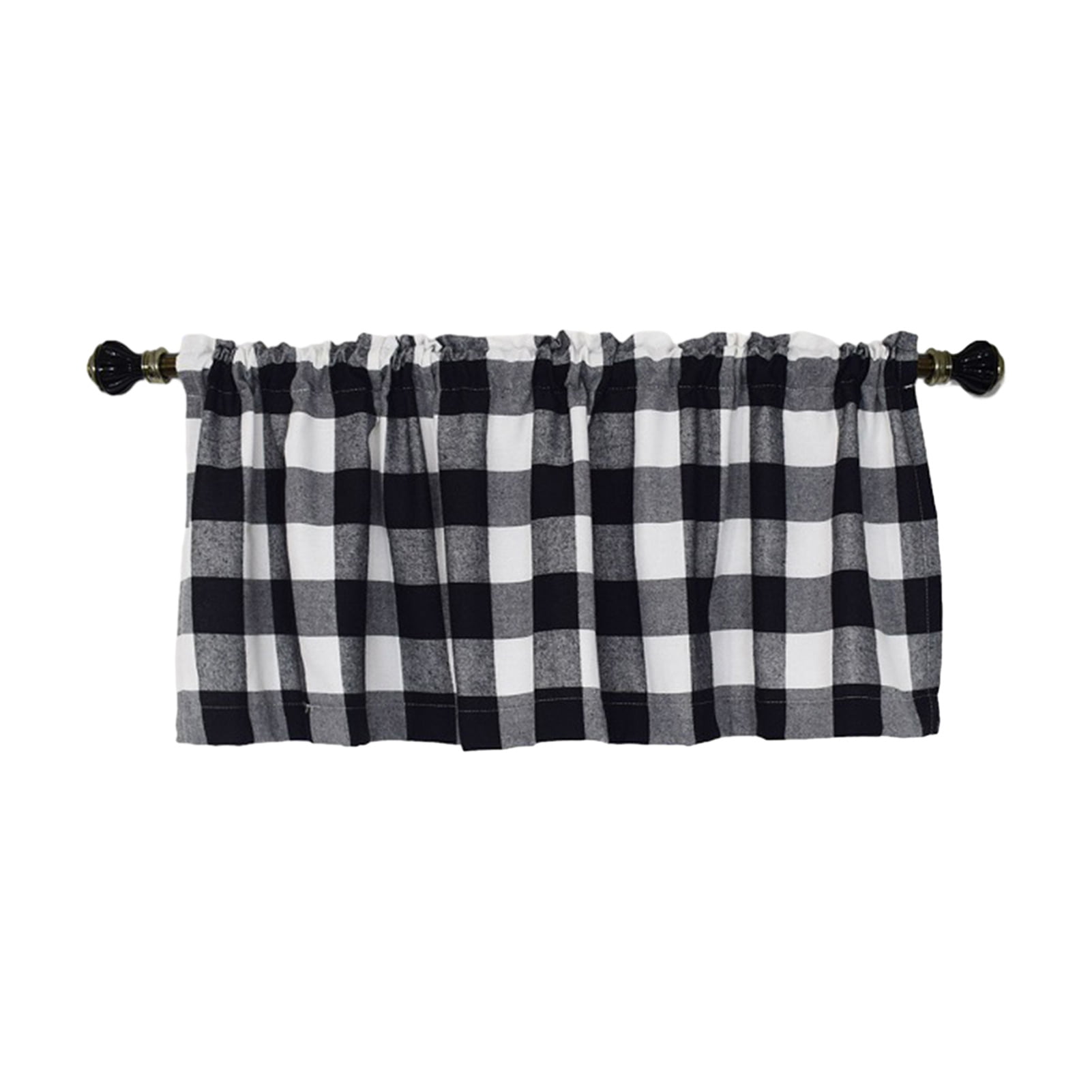 Fusipu Crinkle Effect Curtain Soft Silky Farmhouse Plaid Valance ...