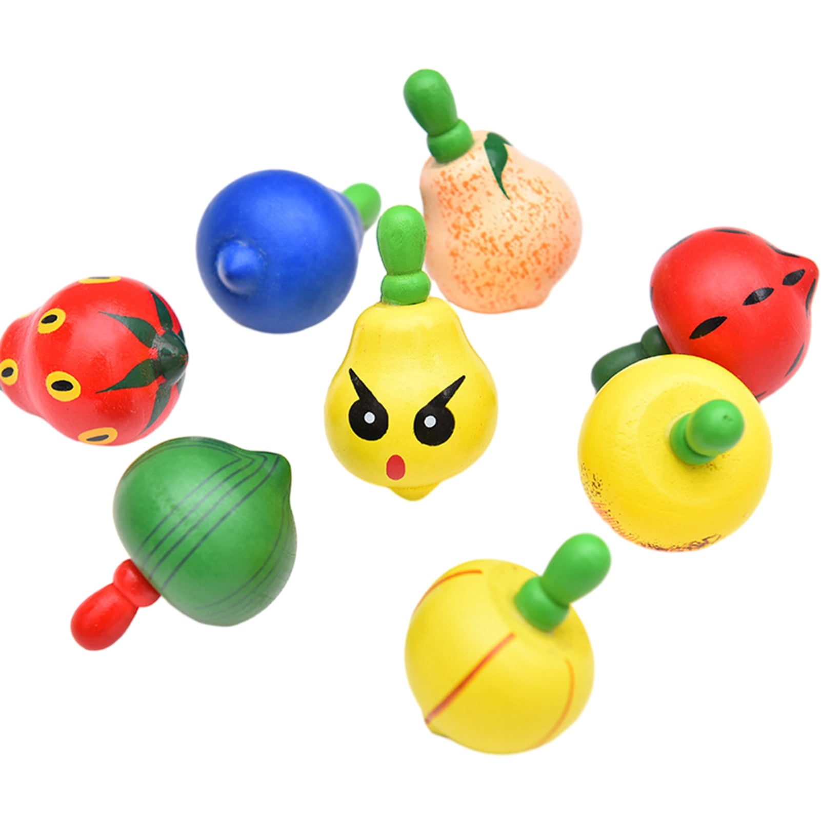 Fusipu Durable Wooden Toy Wooden Spinning Top Toy Fruit Shape Colorful ...