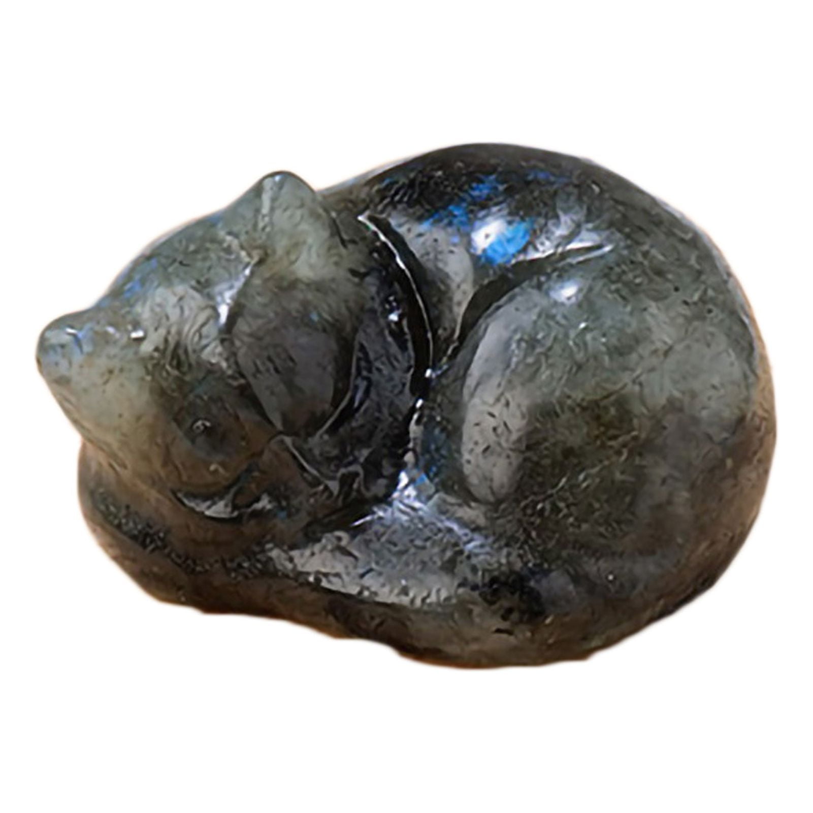 Fusipu Fake Crystal Figurine Lucky Cat Decor Faux Crystal Healing ...