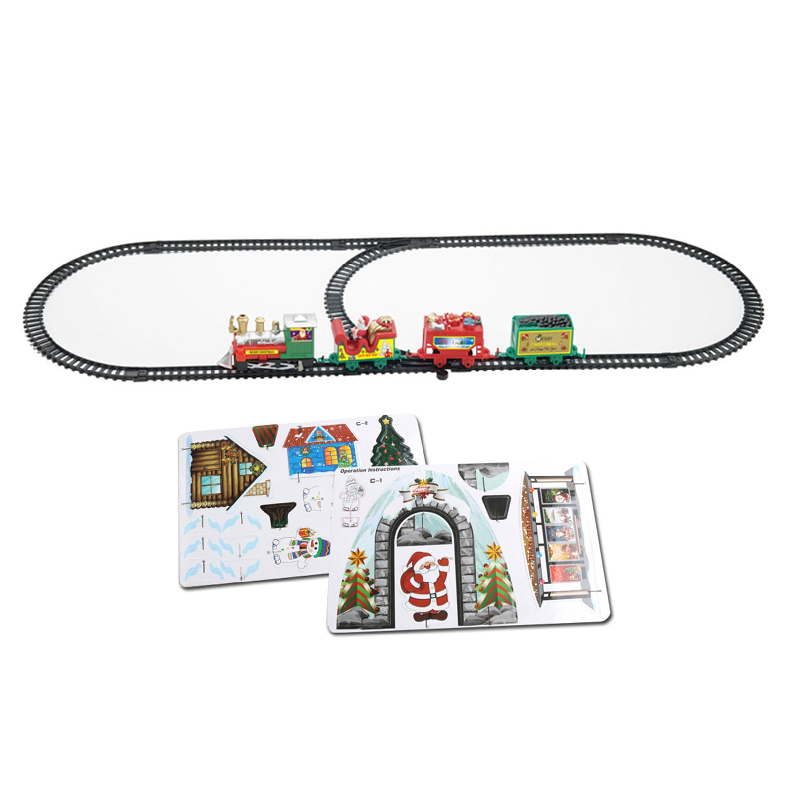 Fusipu Fun Train Playset Electric Train Set Christmas Style Railway ...