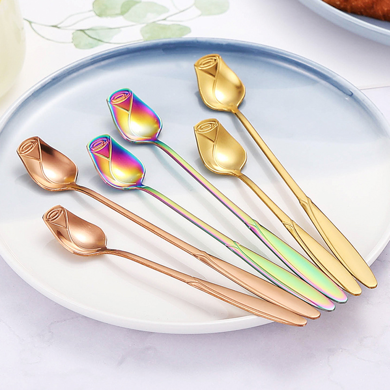 Fusipu Long Handle Comfortable Grip Food Grade Coffee Teaspoon ...