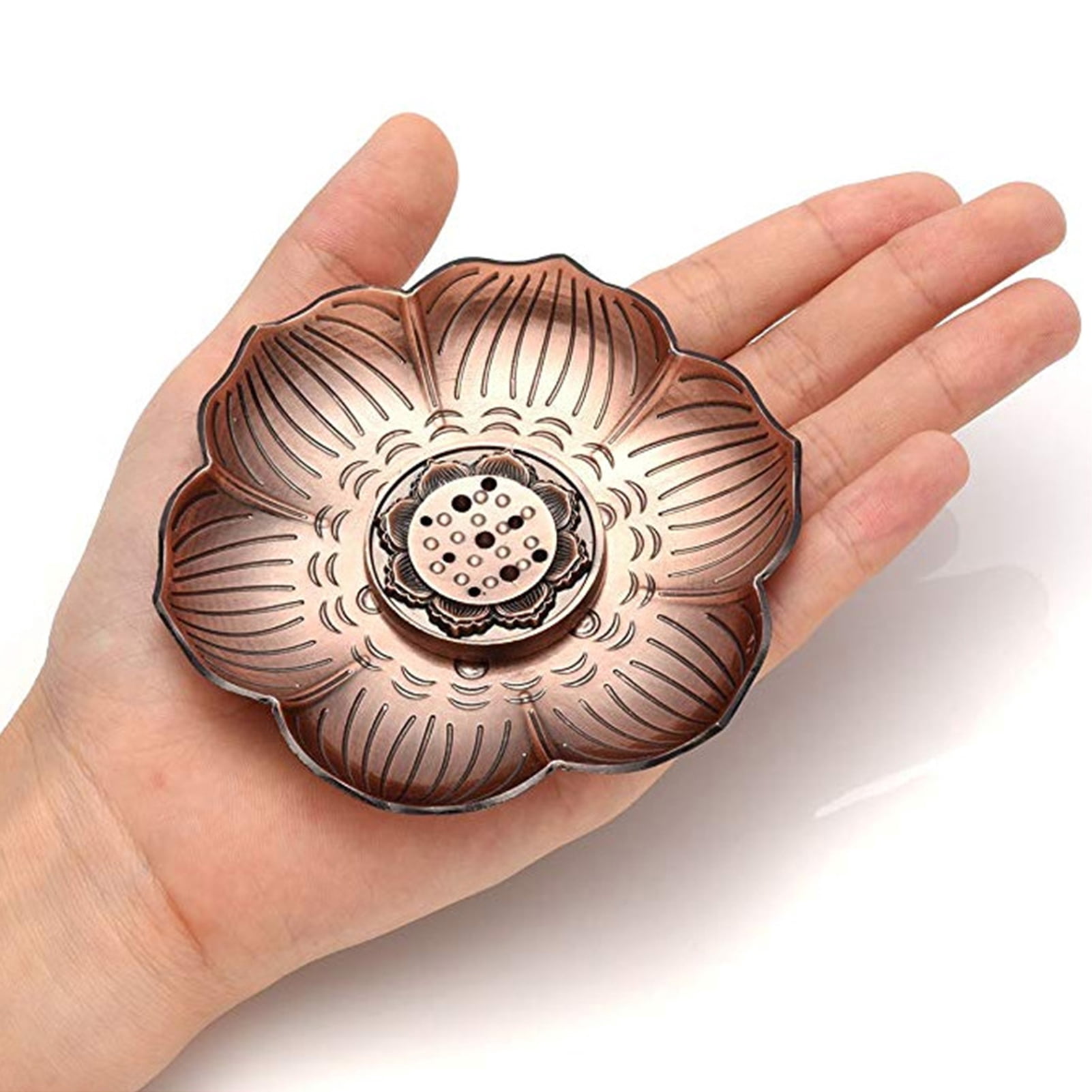 Fusipu Meditation Room Accessories Beautiful Brass Lotus Incense Burner ...