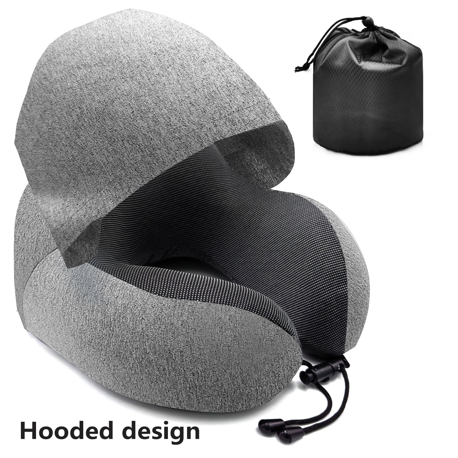 Fusipu Memory Foam Neck Pillow U-shaped Pillow with Removable Hood ...