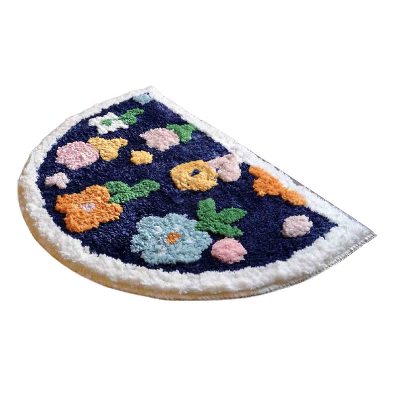 Fusipu Non-slip Semi-circle Rug Semicircle Floor Mat Boho Flower ...