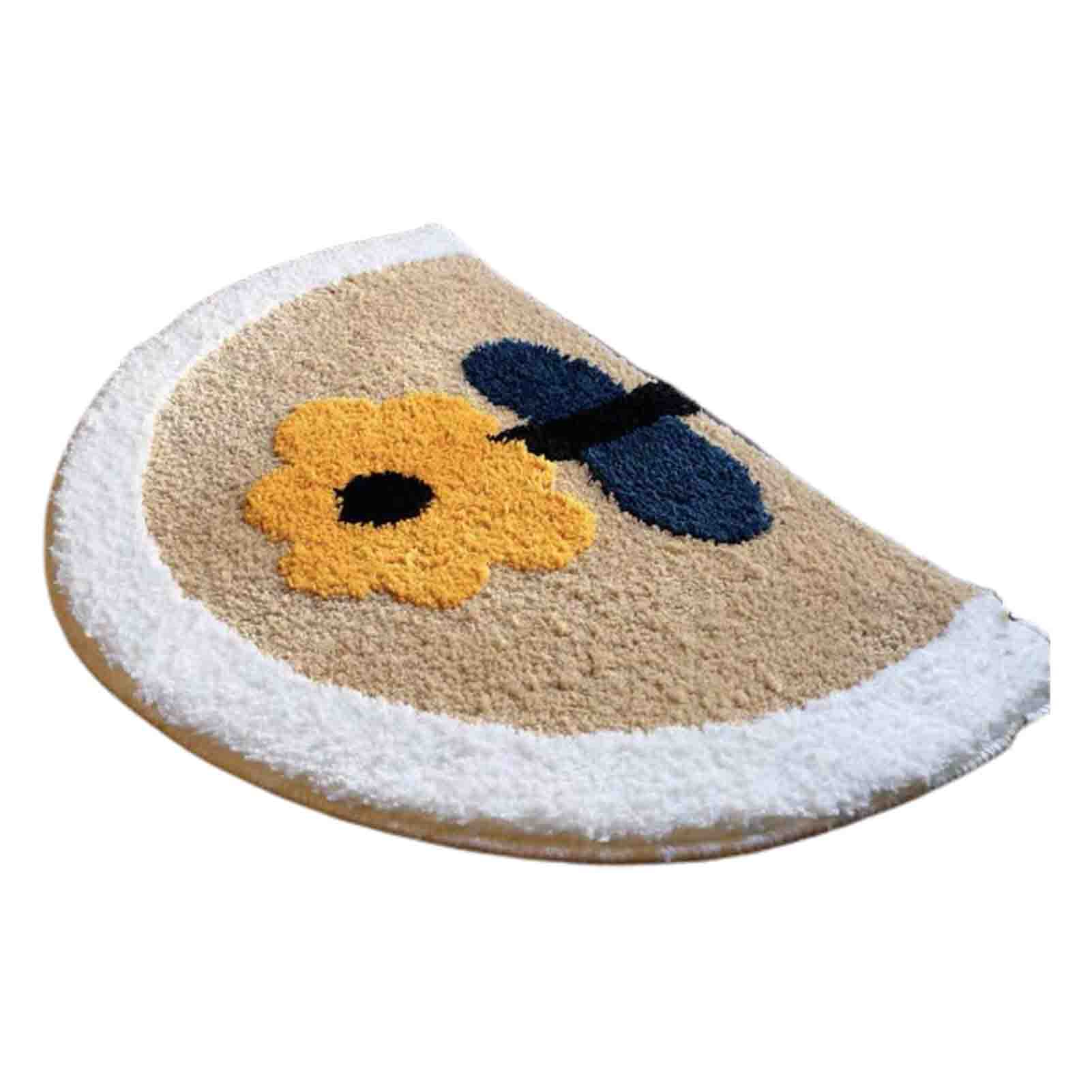 Fusipu Non-slip Semi-circle Rug Semicircle Floor Mat Boho Flower ...