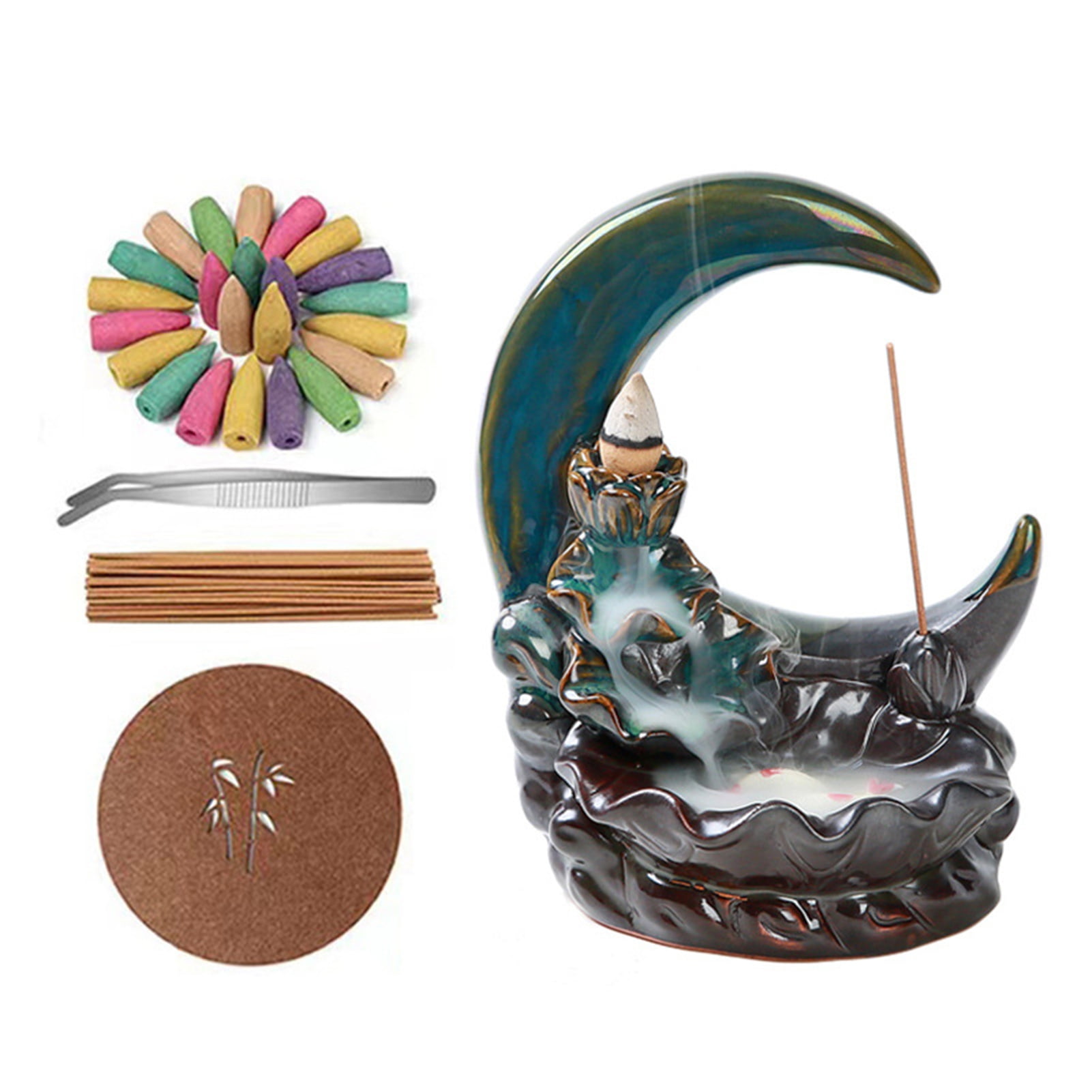 Fusipu Relaxation Incense Holder Moon-shaped Backflow Incense Burner ...