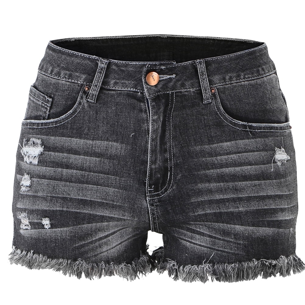 Fusipu Summer Sexy High Waist Denim Shorts Women Fringe Frayed Ripped