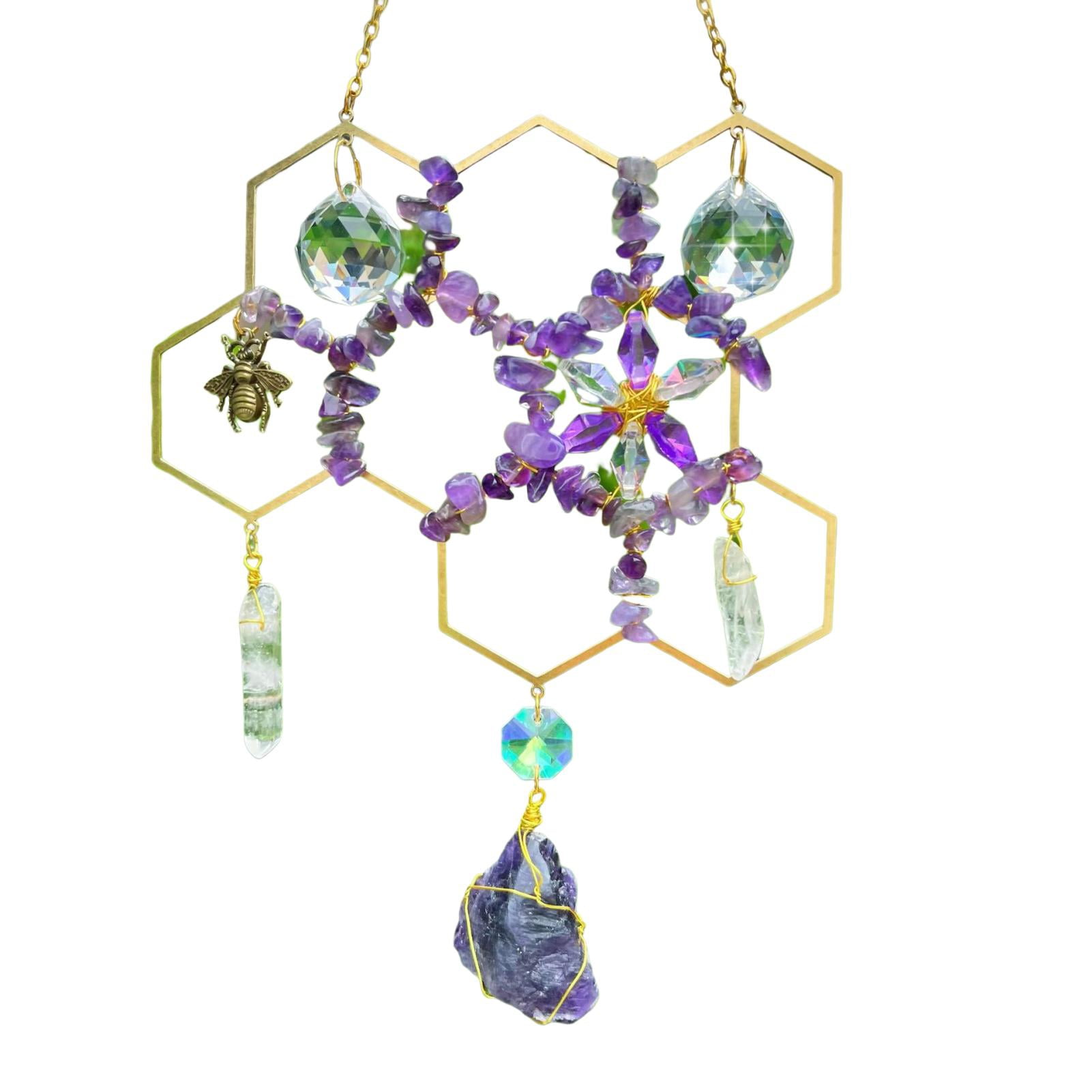 Fusipu Suncatcher Pendant Faux Crystal Suncatcher Hive Pendant Sparkling Visual Effect Indoor ...