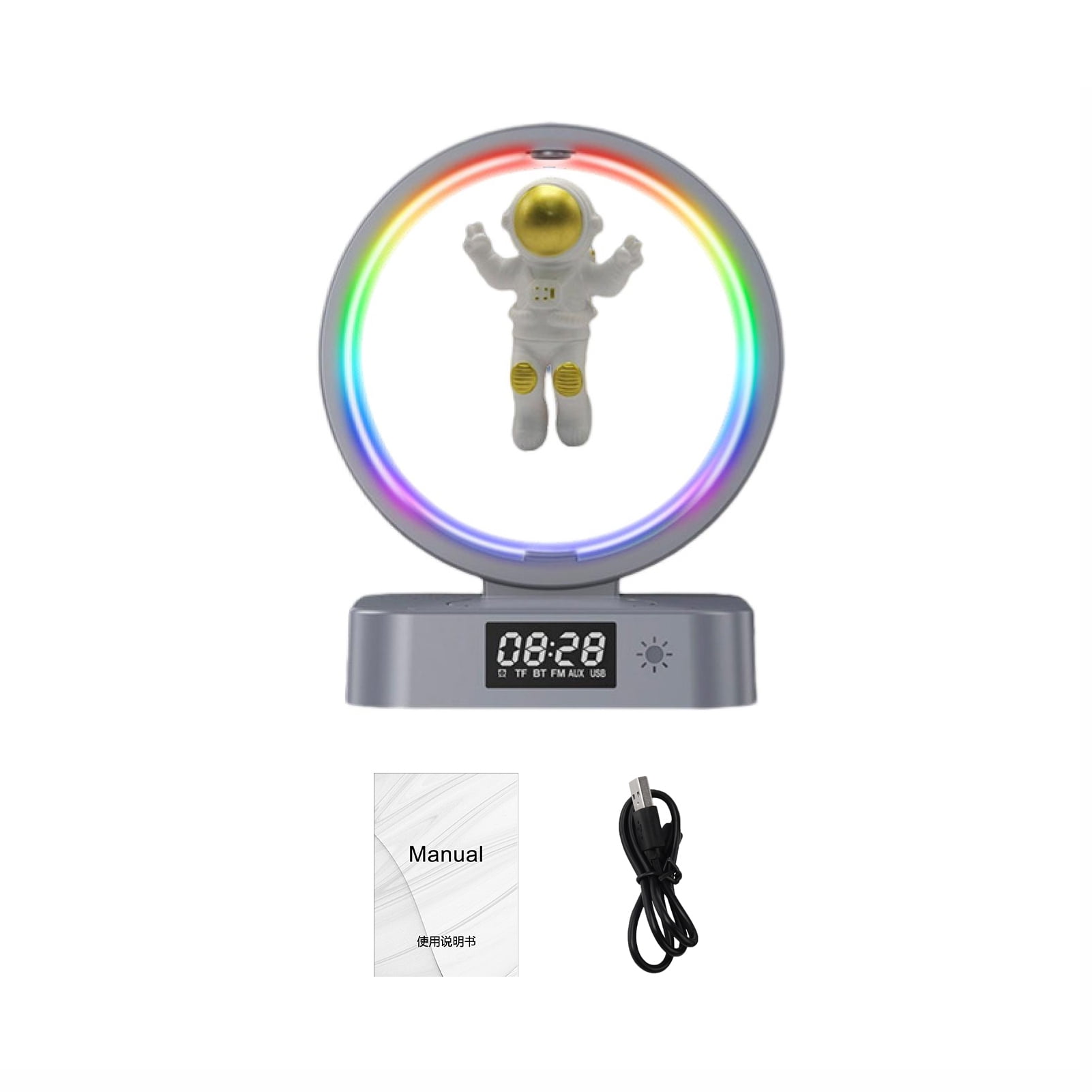Fusipu Wireless Speaker Maglev Astronaut Time Display RGB Light BT 5.0 ...