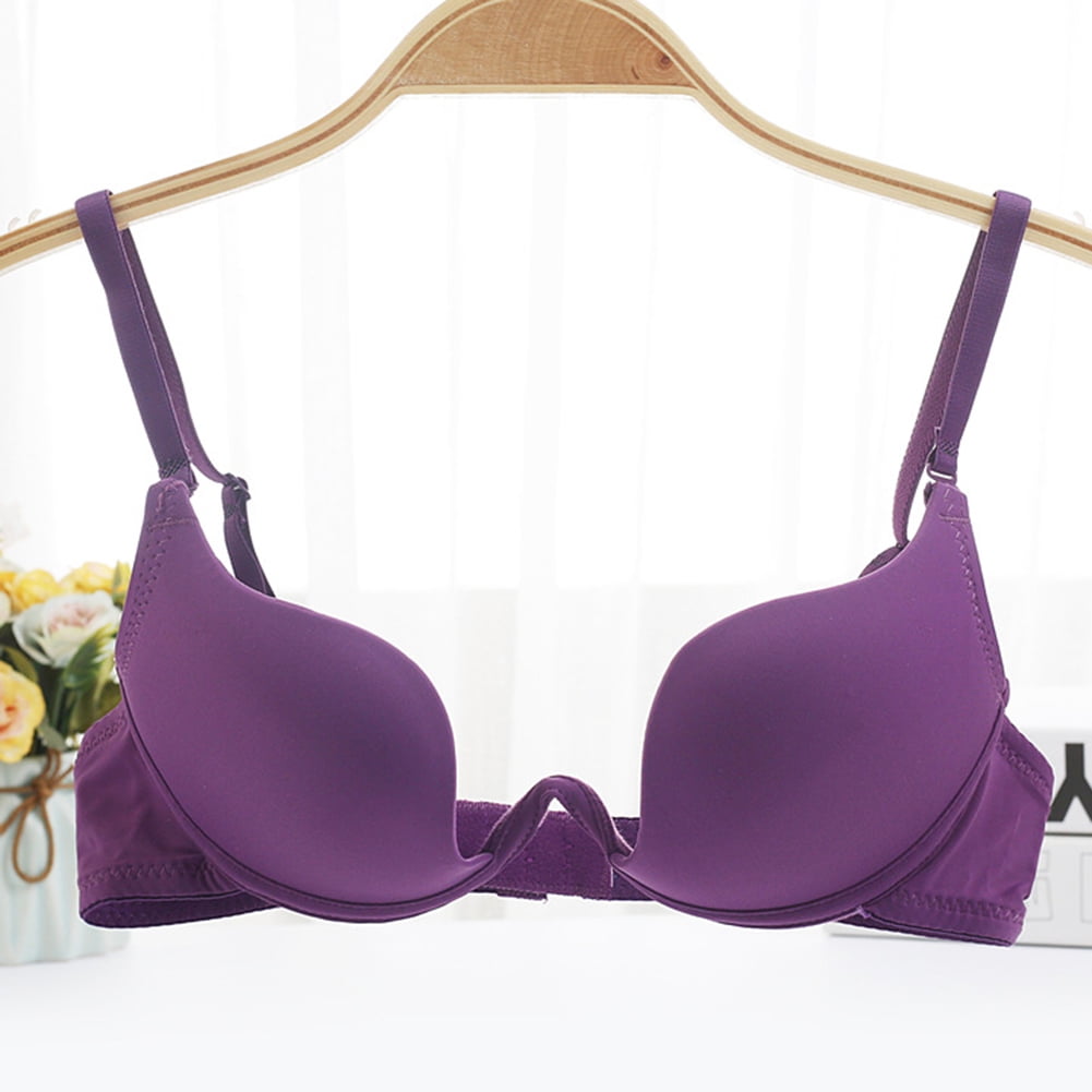 Fusipu Women Girl Sexy Deep-U Low Cut Solid Color Backless Padded Bra ...