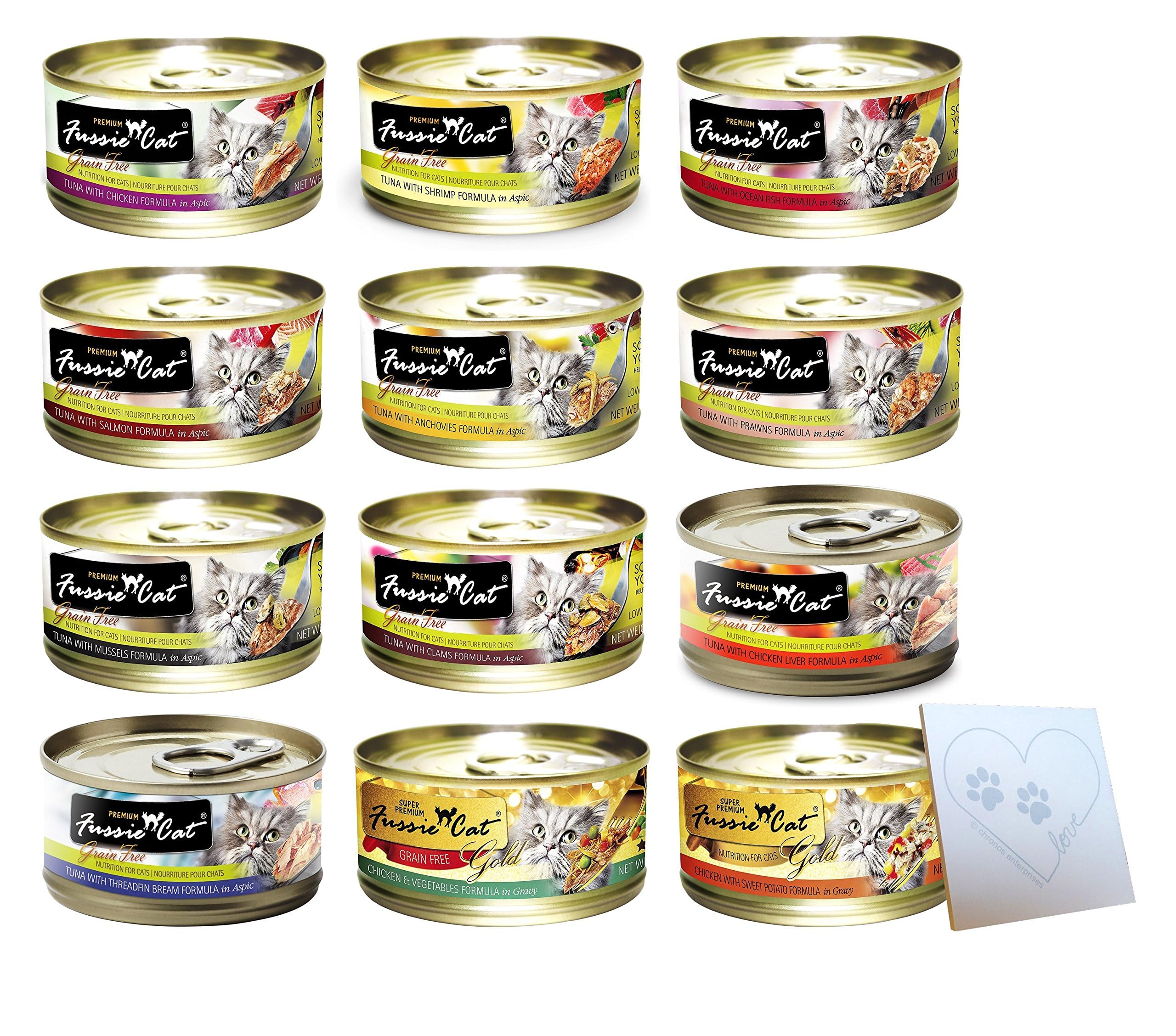 Fussie-Cat Premium Grain-Free Cat IRF13 Food Variety Pack - 12 Flavors ...