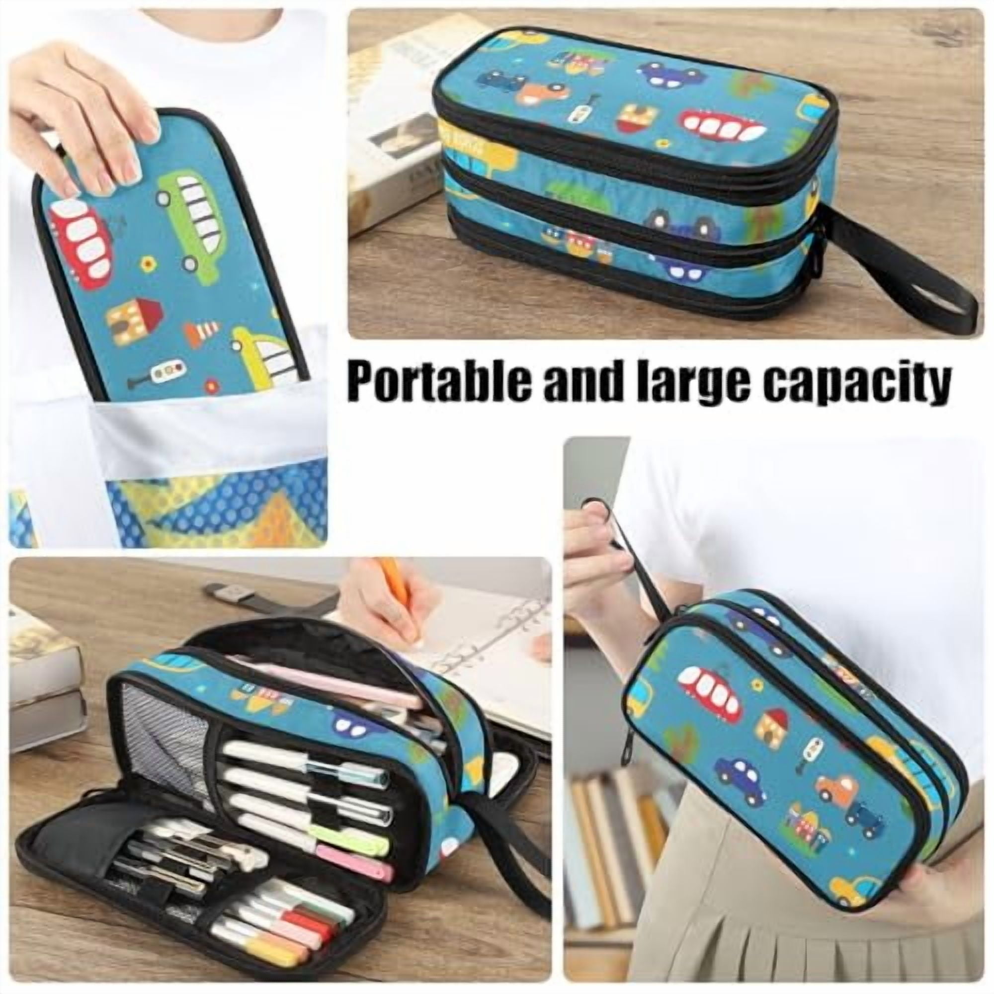 Fustylead Cute Cars Transportation Doodles Pencil Pen Case with 3 ...