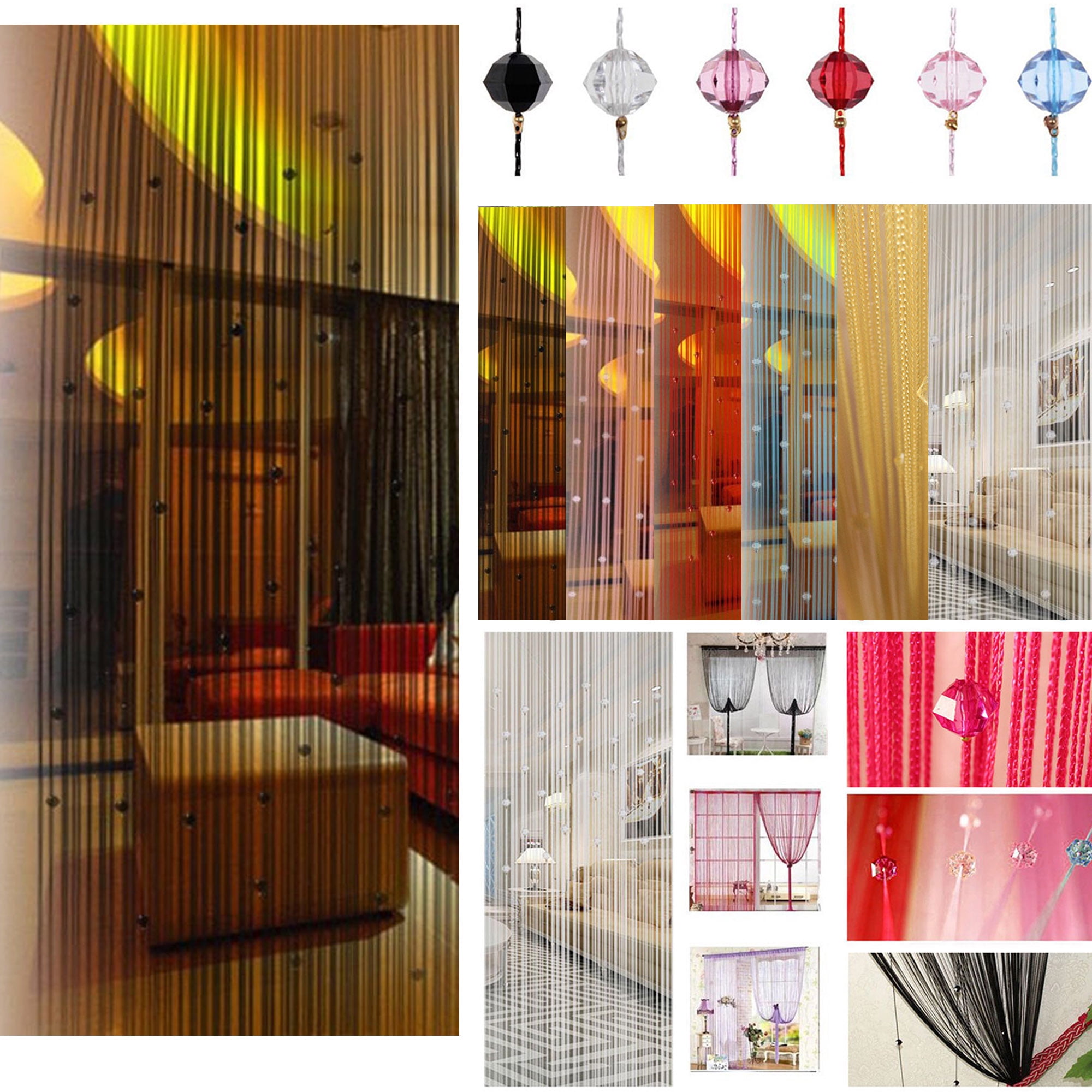 Futata Solid Color Line Beaded Fringe Sheer Curtains, 39” x 78 ...
