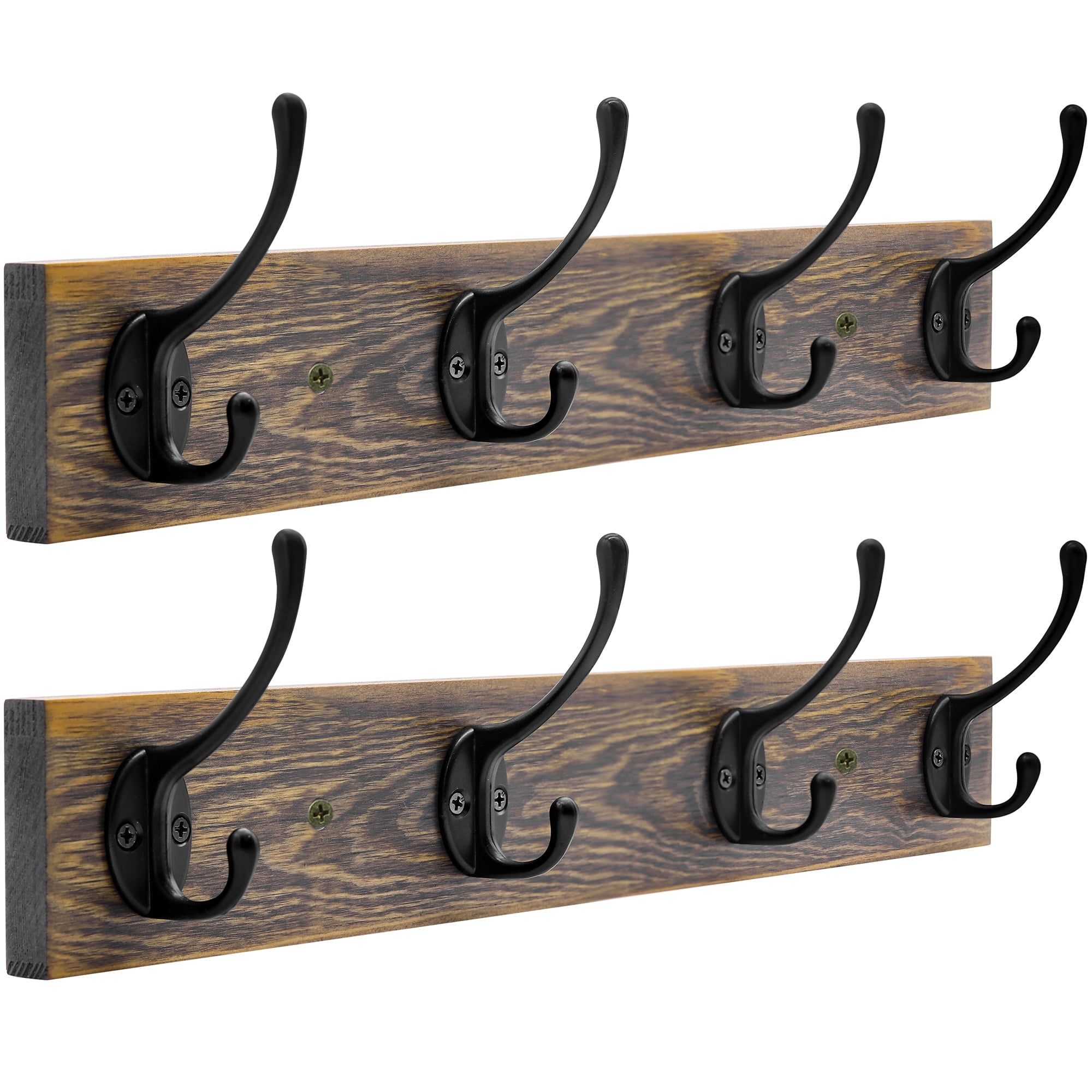 Futeen 2 Pack Wall Mounted Wooden Coat Rack, Entryway Storage Hanger ...