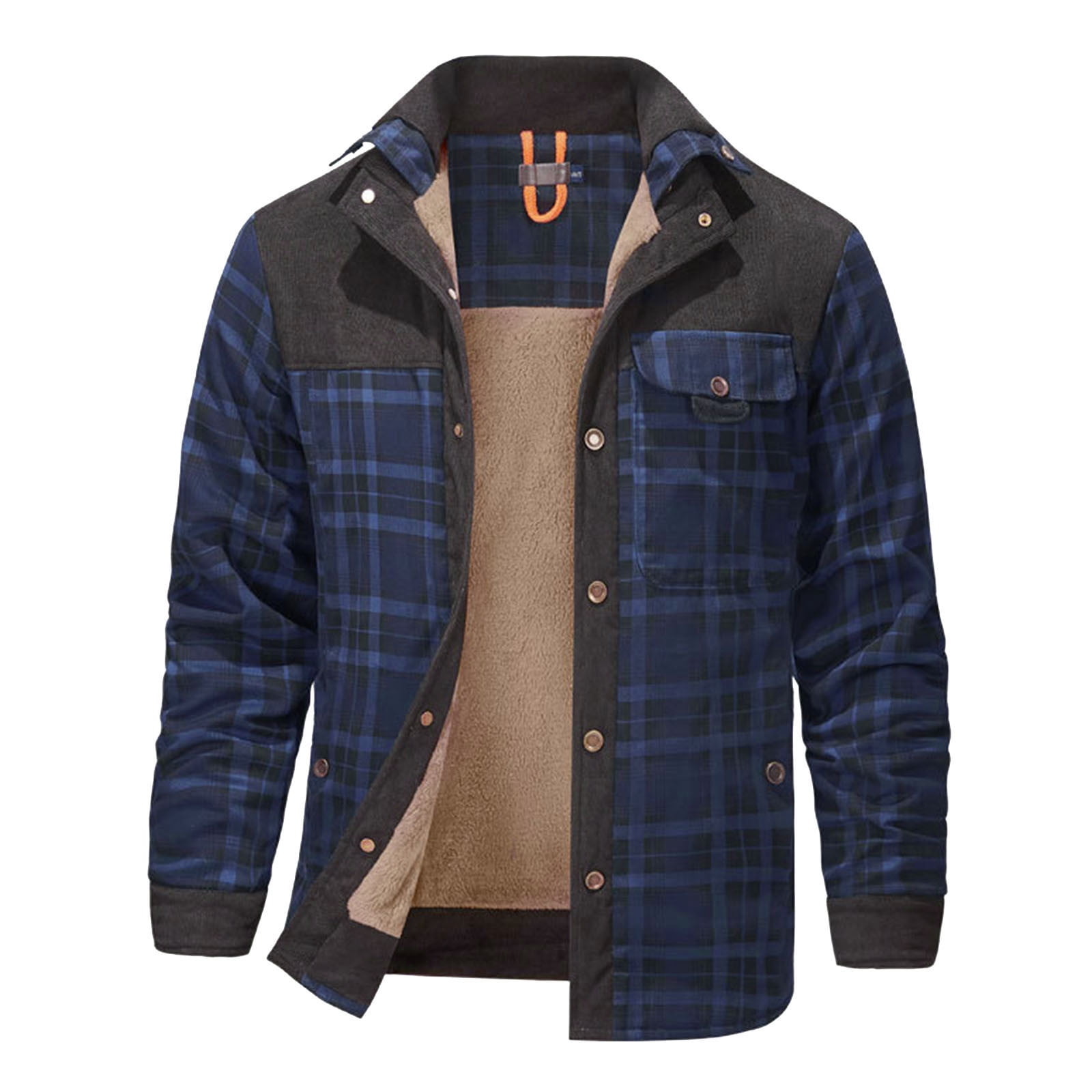 Futezty Men Corduroy Plaid Sherpa Lined Flannel Shirt Jacket Fleece ...