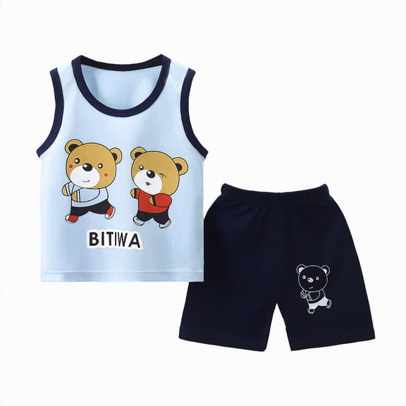 UAYOTSE Toddler Baby Boys Summer Outfits Short Sleeve Cartoon Print T ...
