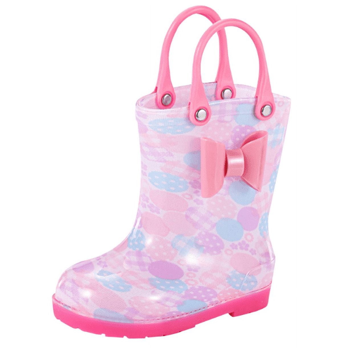 Futezty Girls Waterproof Rain Boots with Easy on Handles(Hot Pink,13.5 ...