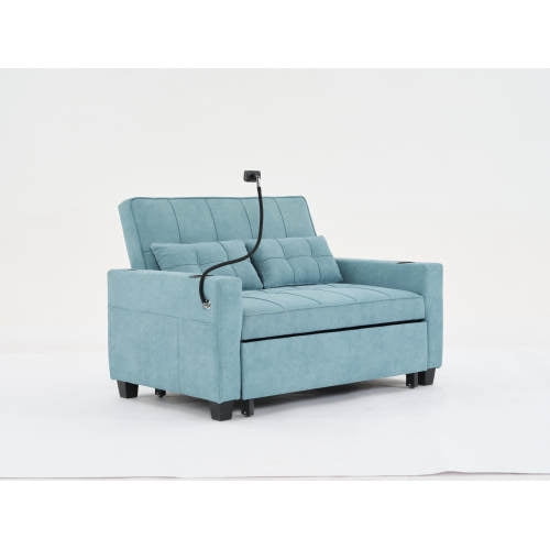 Futon Chair Bed 3-in-1 Convertible Sleeper with USB Ports, Green Tech ...