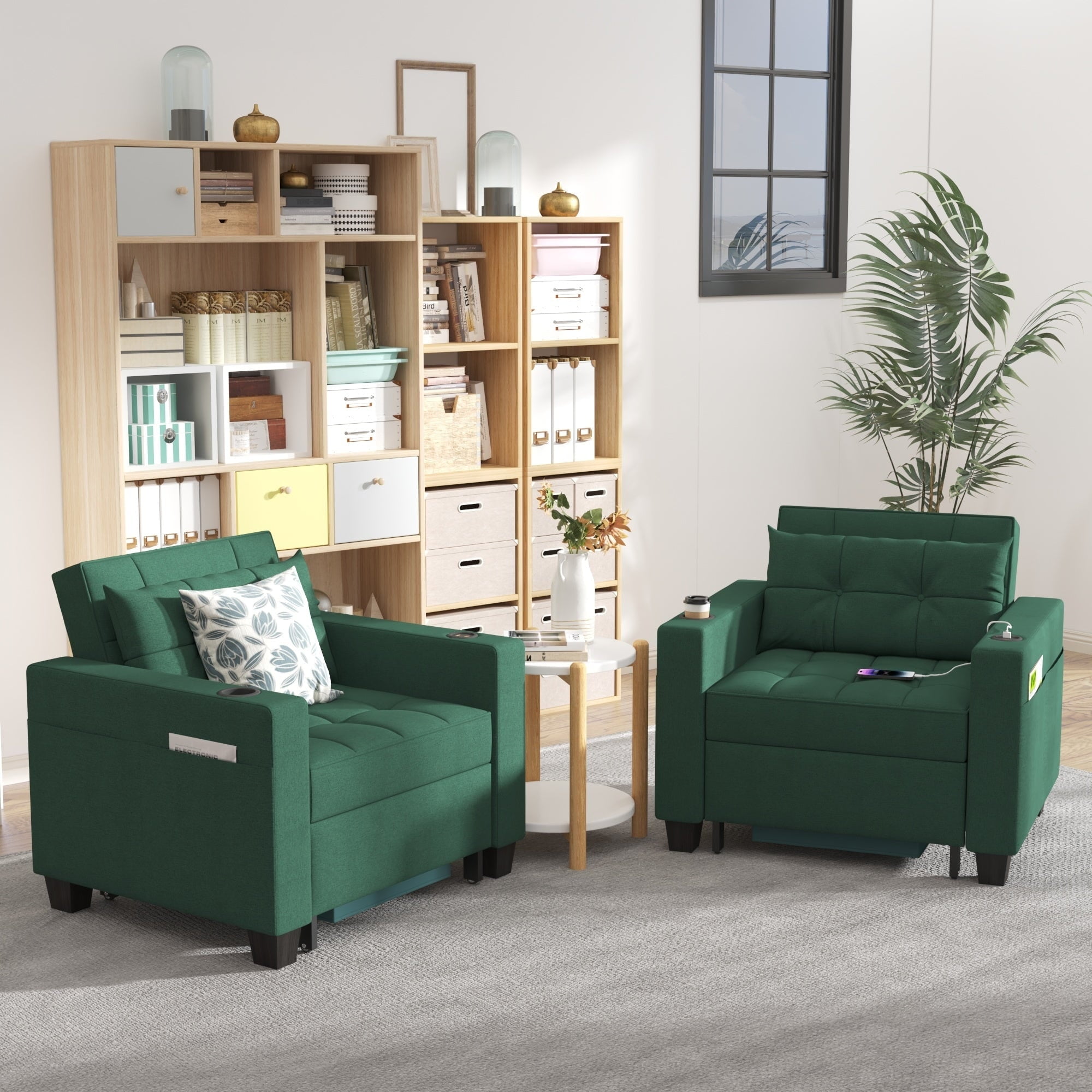 Futon Chair Bed Convertible Chair 3-in-1 Pull Out Sleeper Chair Beds ...
