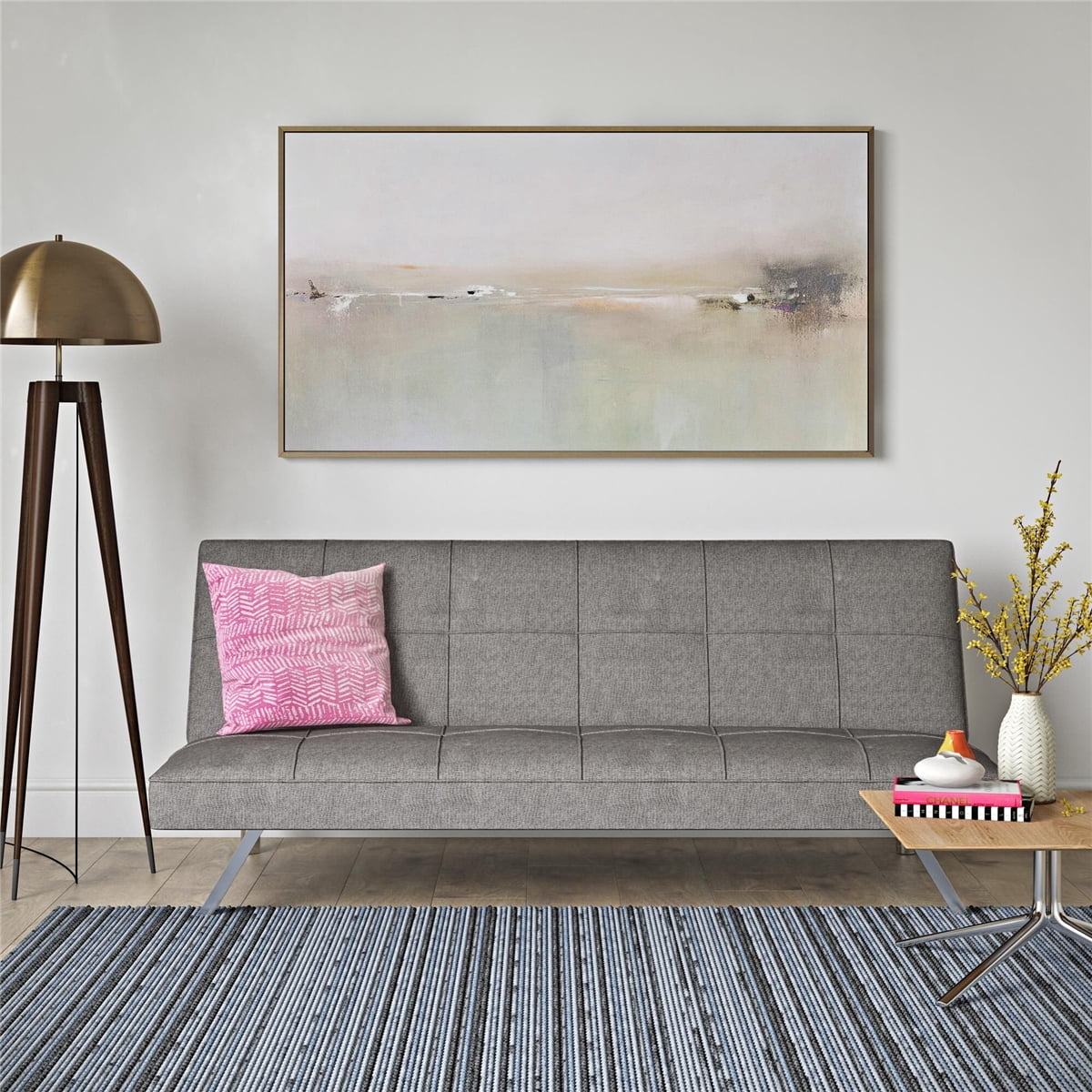 Futon Convertible Sofa Bed with Detachable Armrest, 2 Seater Couch with ...