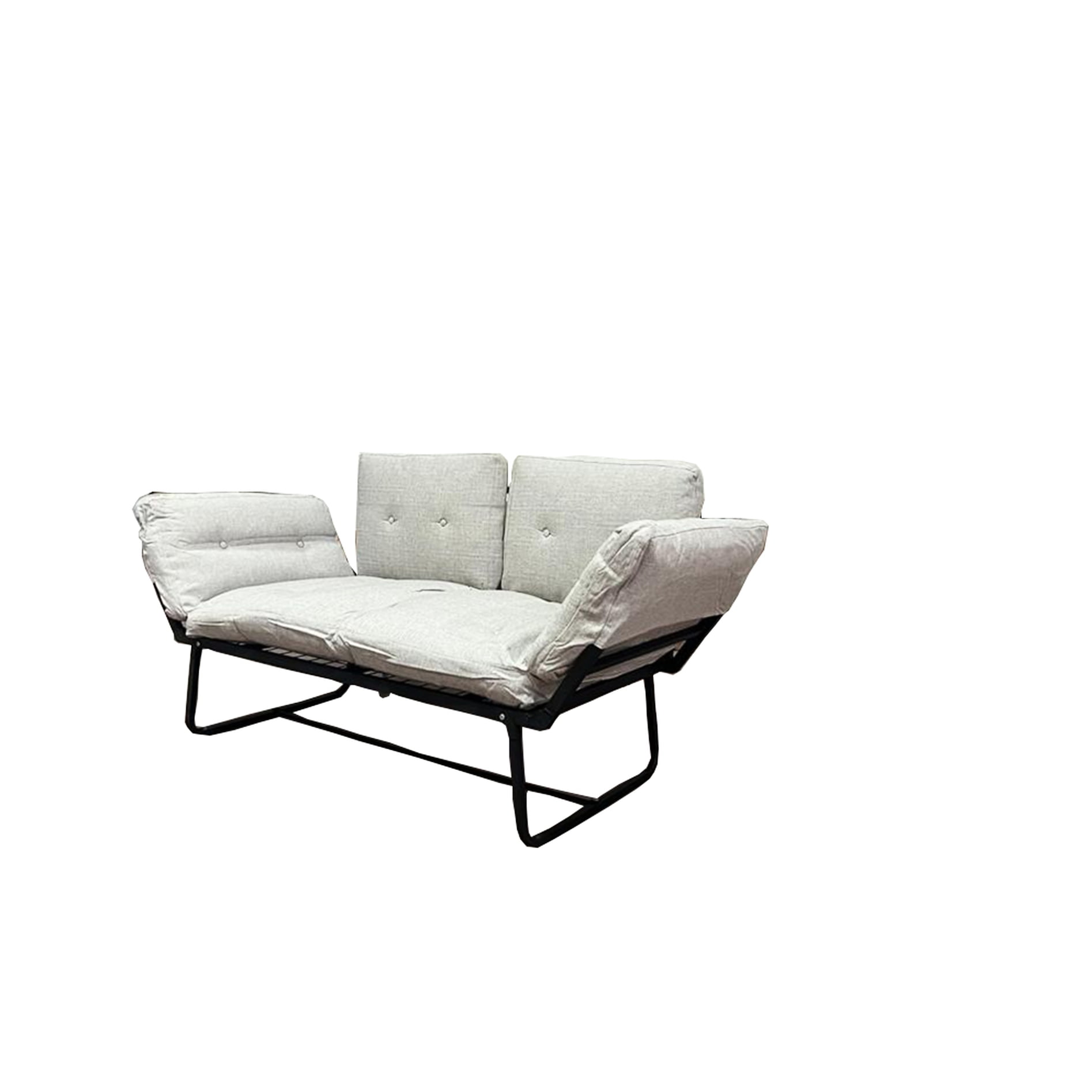 Futon Love Seat With Metal Structure, Beige, 28.24 In. W, 29.34 H, 66. ...