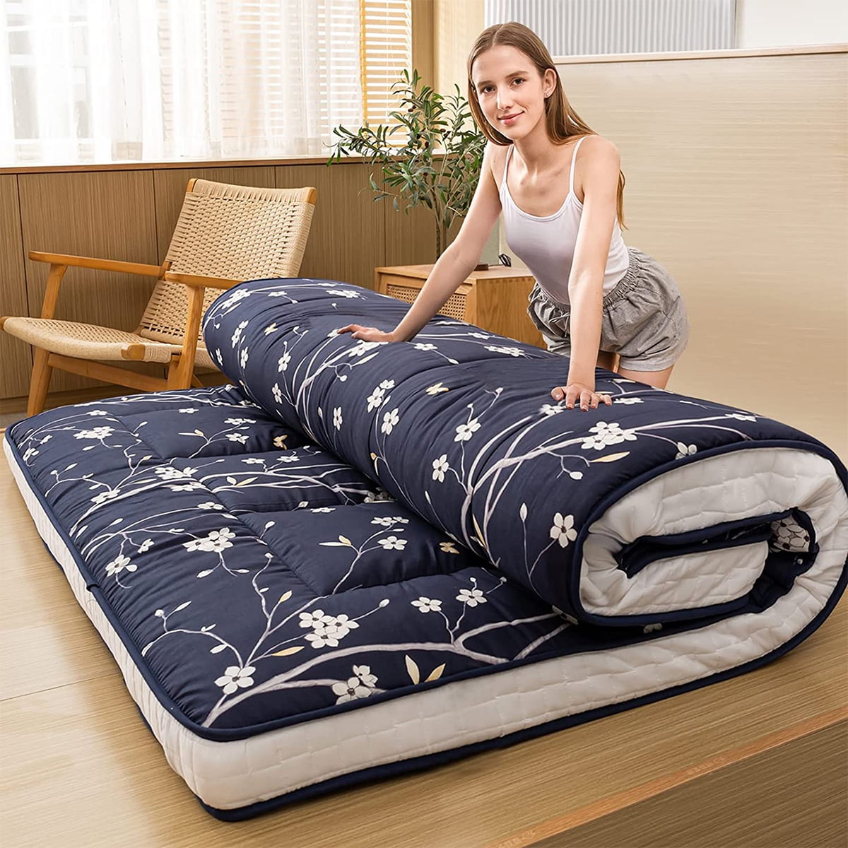 Foldable & Portable Futon Mattress, High-Density Base Support Foam ...
