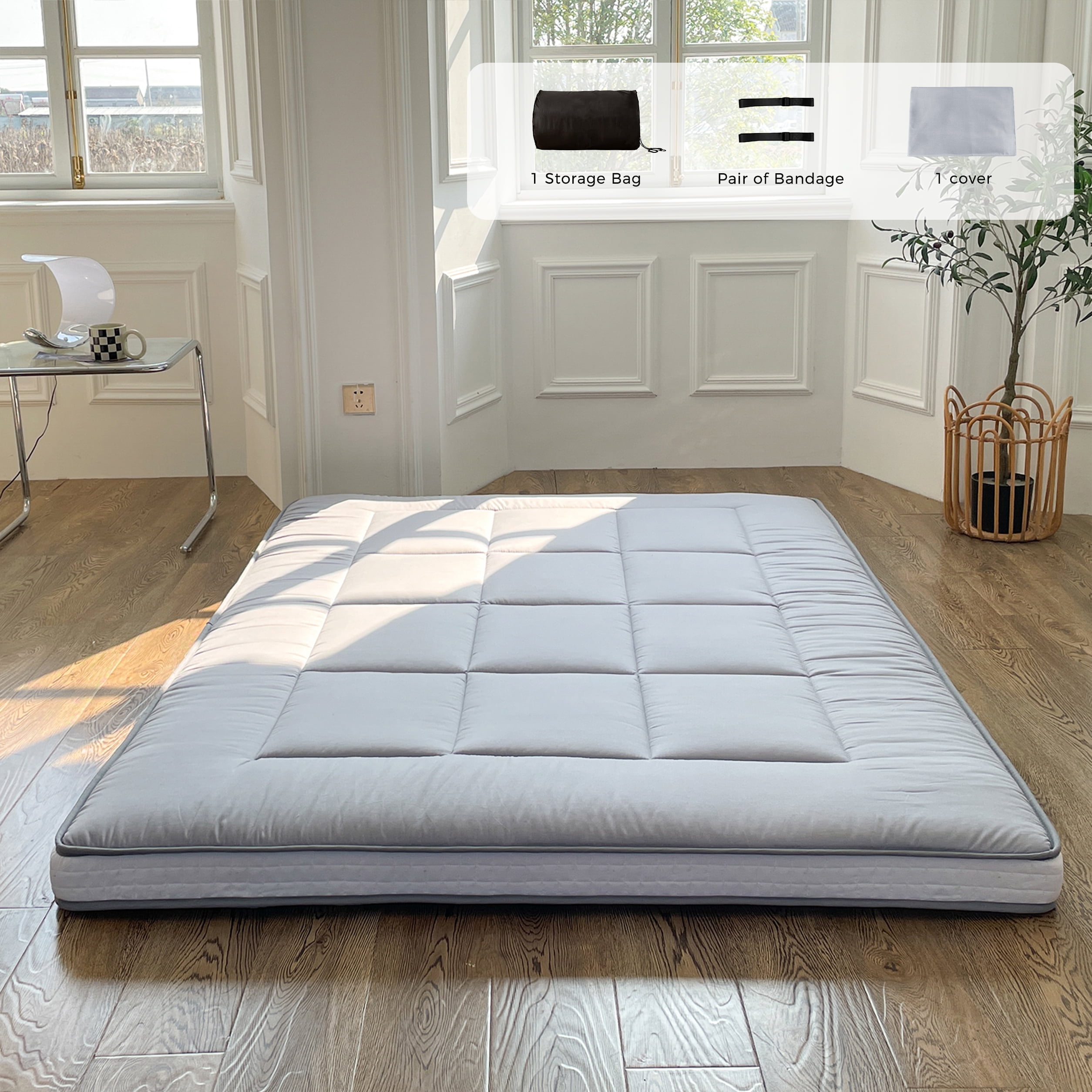 Portable Foldable Futon Mattress, Queen Size, Extra Thick Japanese ...