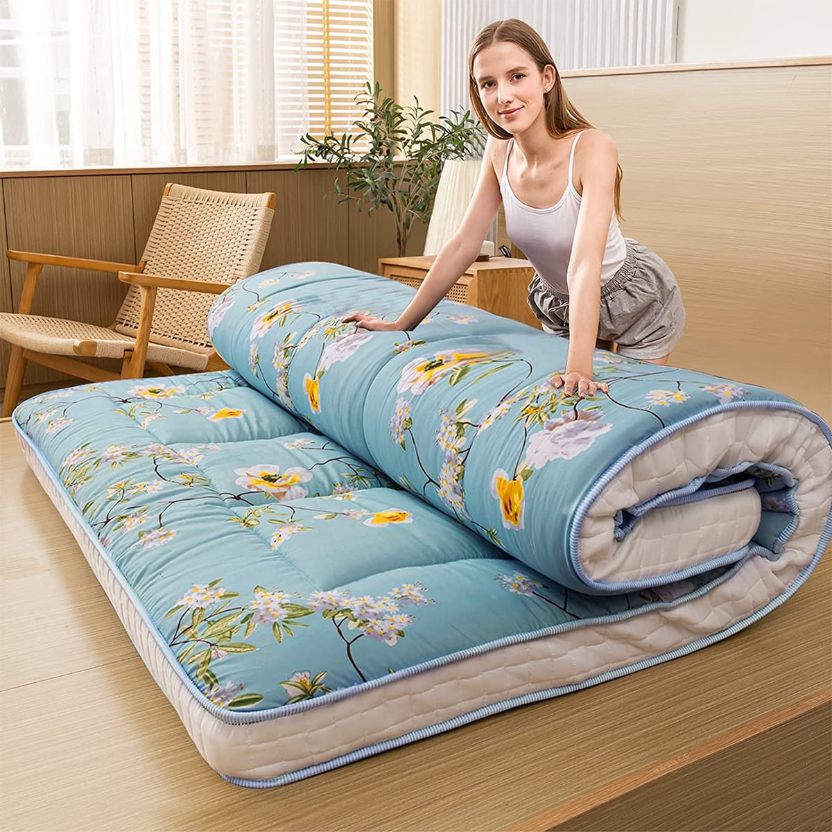 Futon Mattress, Padded Japanese Floor Mattress Quilted Bed Mattress ...