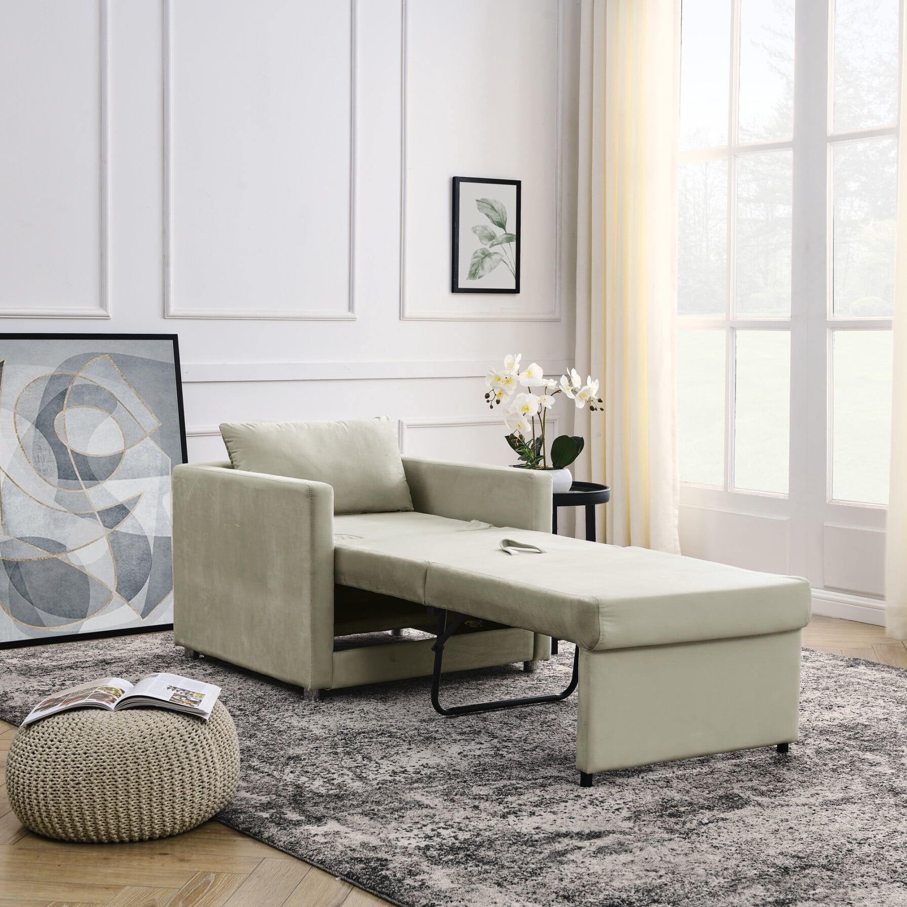 Futon Sofa Bed, 2-in-1 Convertible Sleeper Sofa Couch with Pull-Out Bed ...
