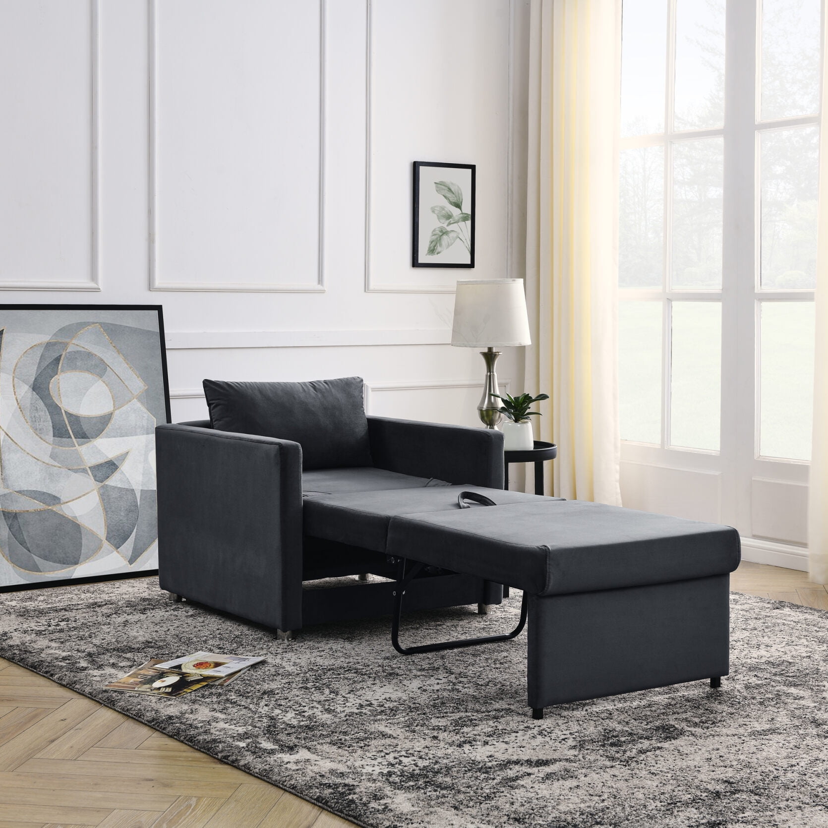 Futon Sofa Bed, 2-in-1 Convertible Sleeper Sofa Couch with Pull-Out Bed ...