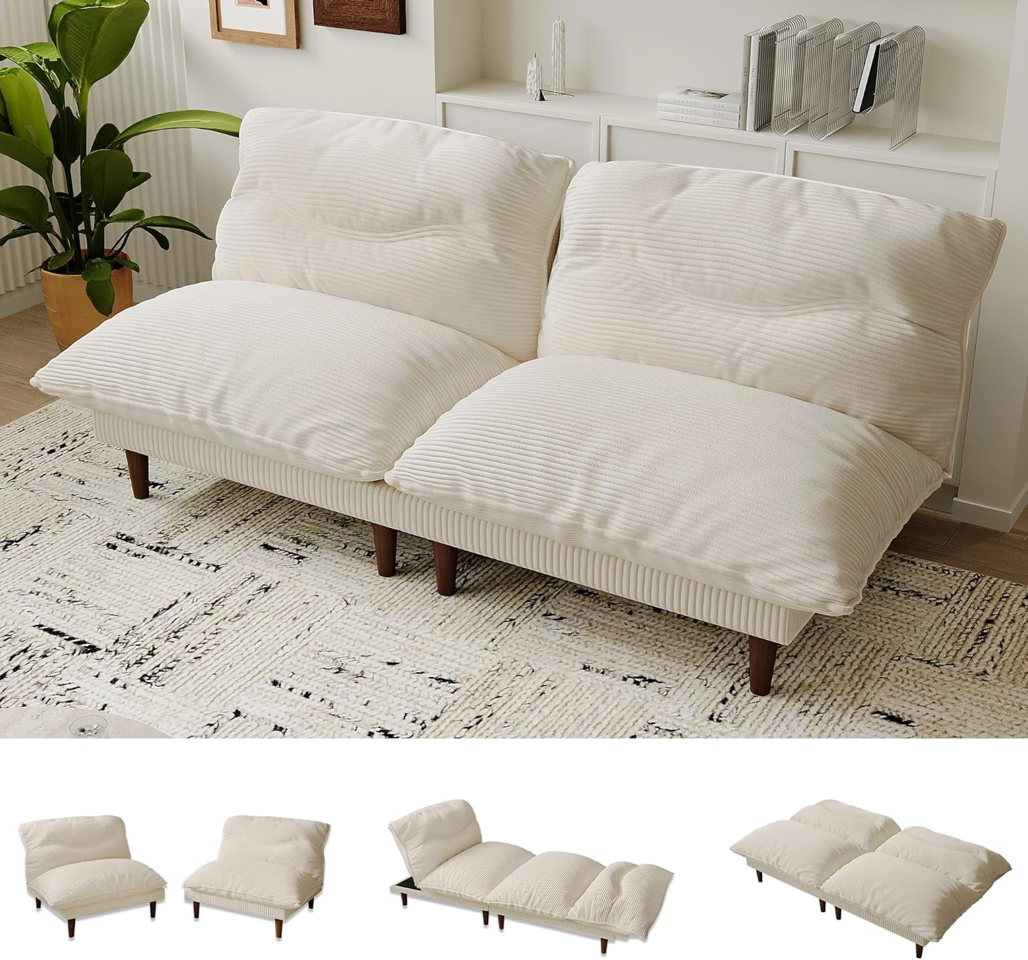 Futon Sofa Bed, 4 in 1 Multi-Functional Futon Couch with Adjustable ...