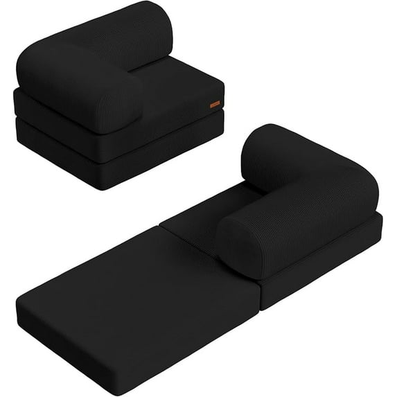 Futon Sofa Bed, 4-in-1 Floor Foldable Sofa Couch Queen with L-Shaped ...