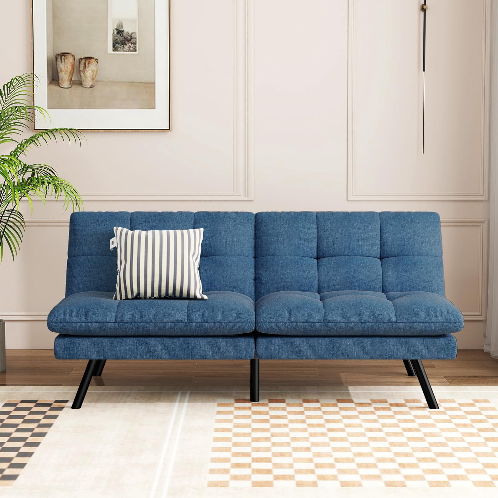 Futon Sofa Bed,68" Convertible Memory Foam Futons Couch Bed,Adjustable ...