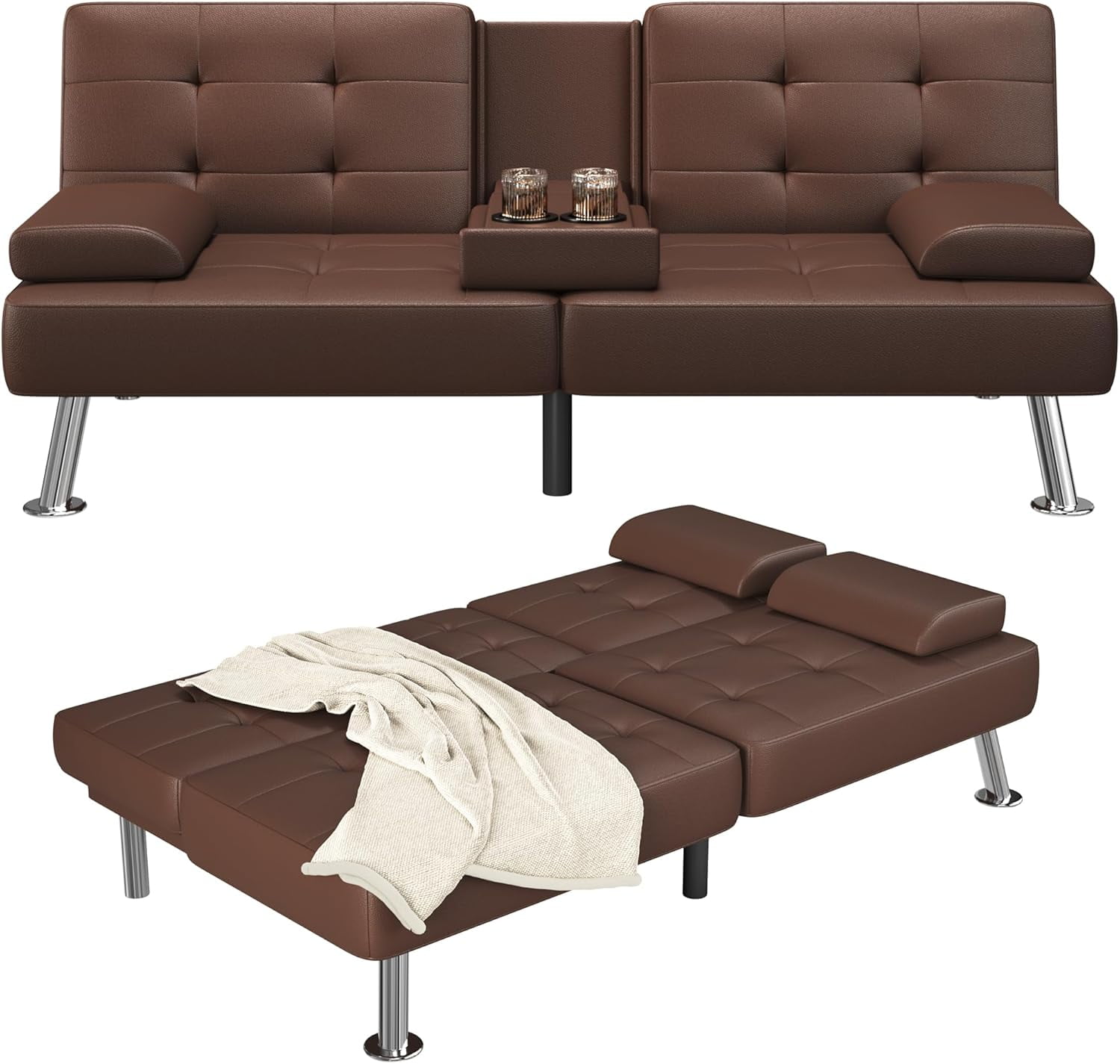 Futon Sofa Bed Adjustable Futon Couch Modern Sleeper Sofa Bed for ...
