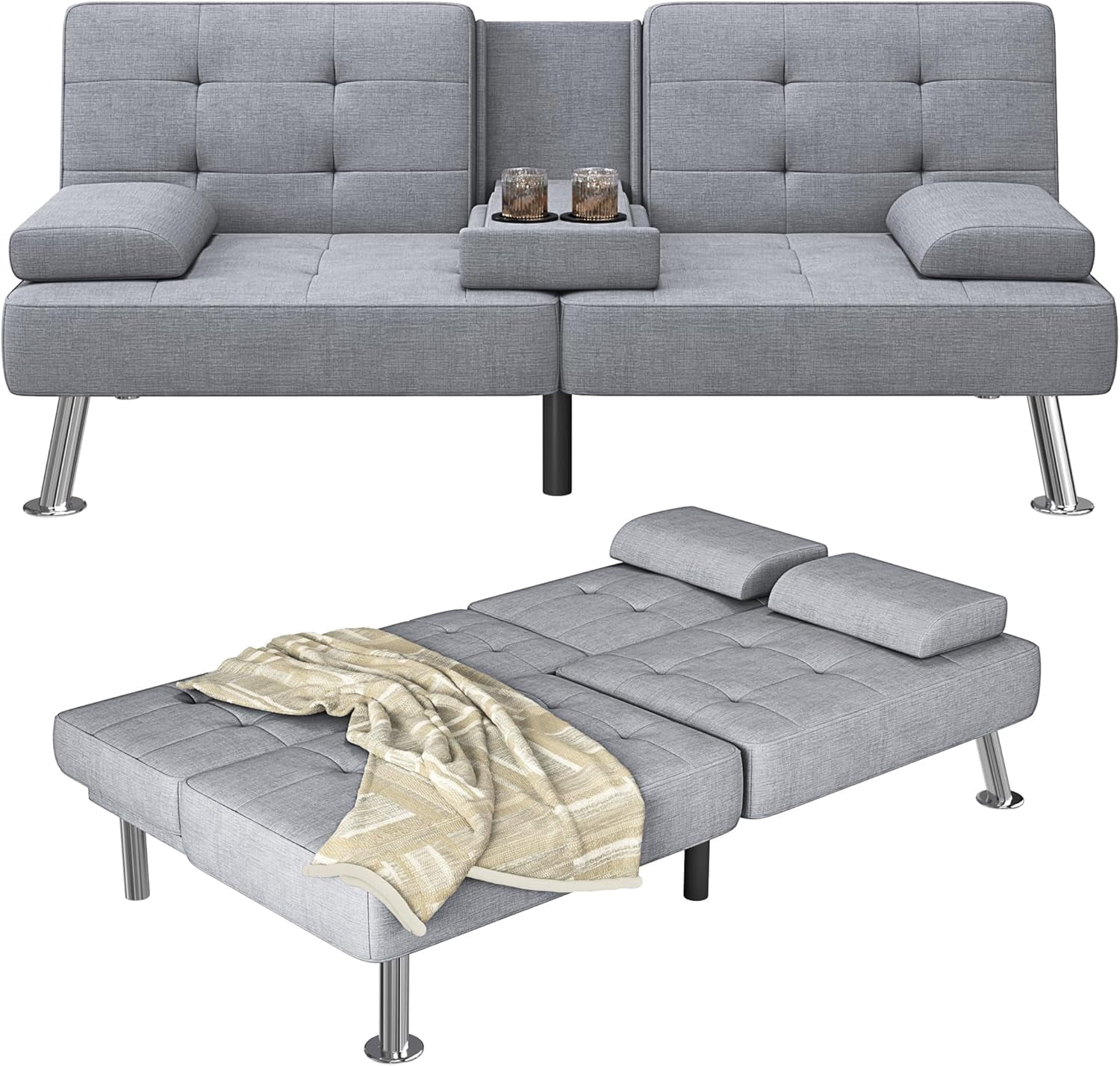 Futon Sofa Bed Adjustable Futon Couch Sleeper Sofa Bed for Living Room ...