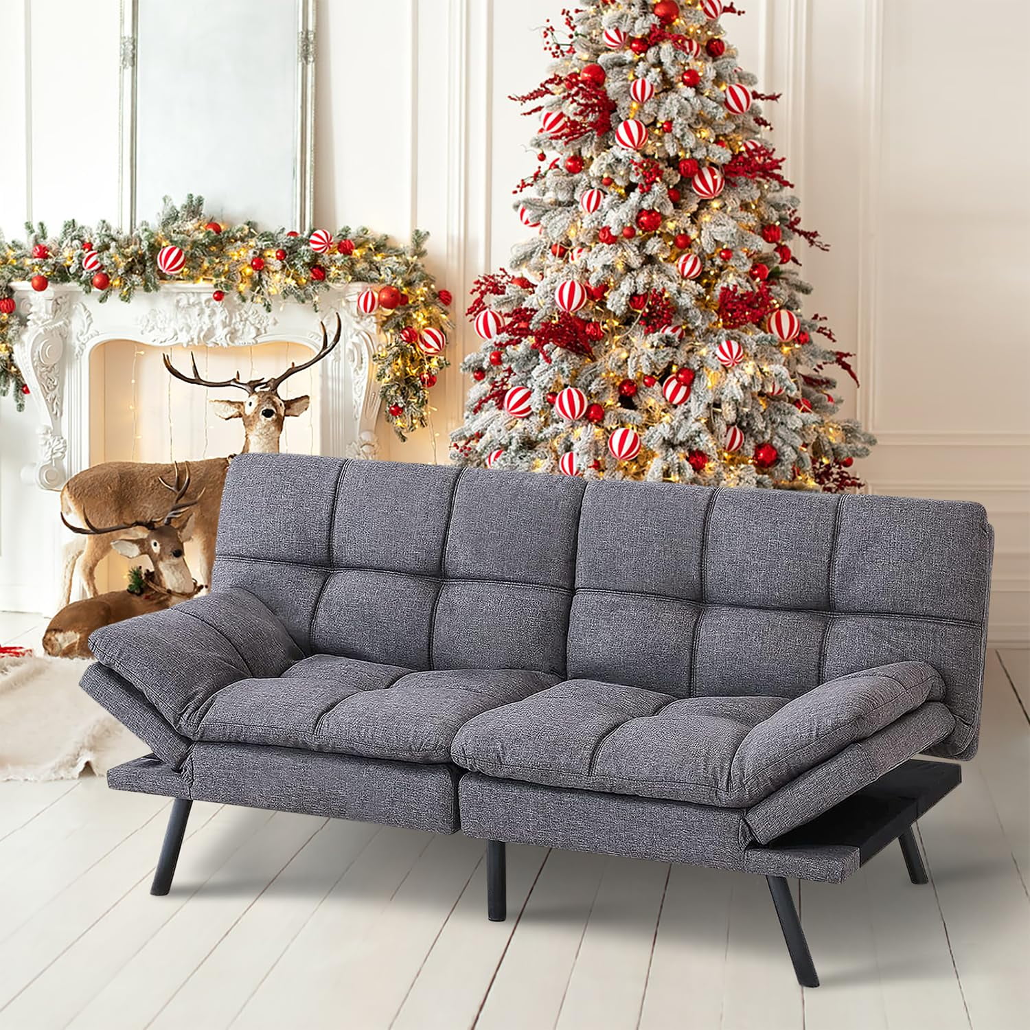 Futon Sofa Bed Convertible Futon Couch Sleeper,Memory Foam Modern Love ...