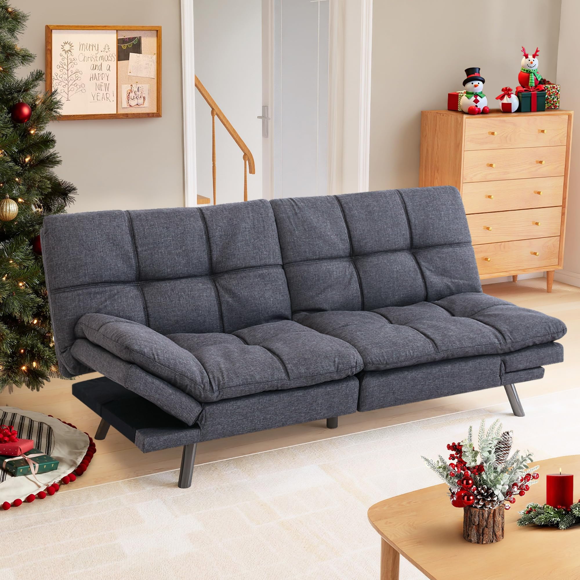 Futon Sofa Bed Couch Convertible Sofa, Memory Foam Futon Sleeper Sofa ...