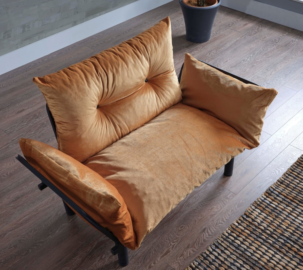 Futon Sofa Bed, Lounge Memory Foam Sleeper Couch for Living Room ...