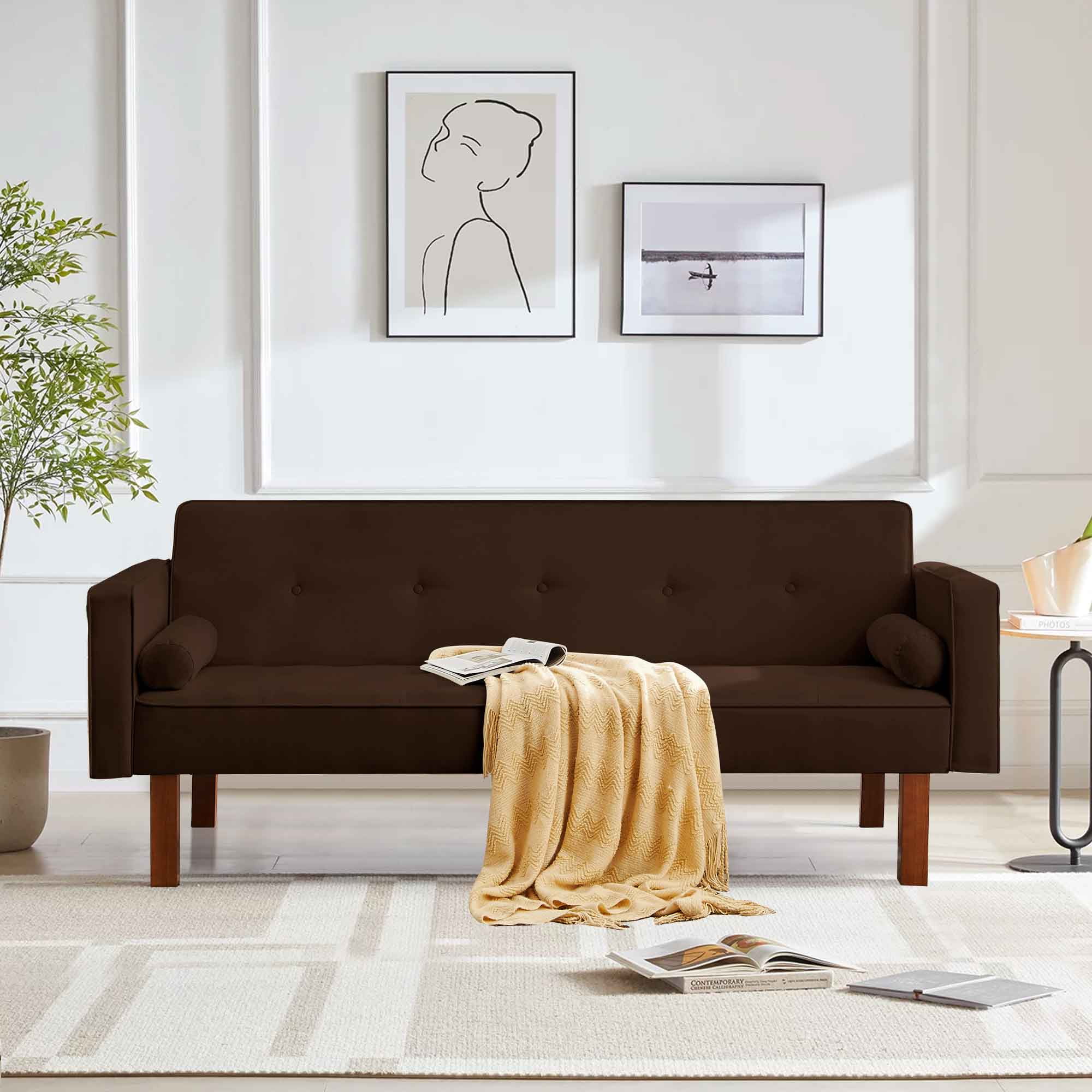 Futon Sofa Bed Modern Convertible Sofa Bed, Love Seat Couch Linen ...