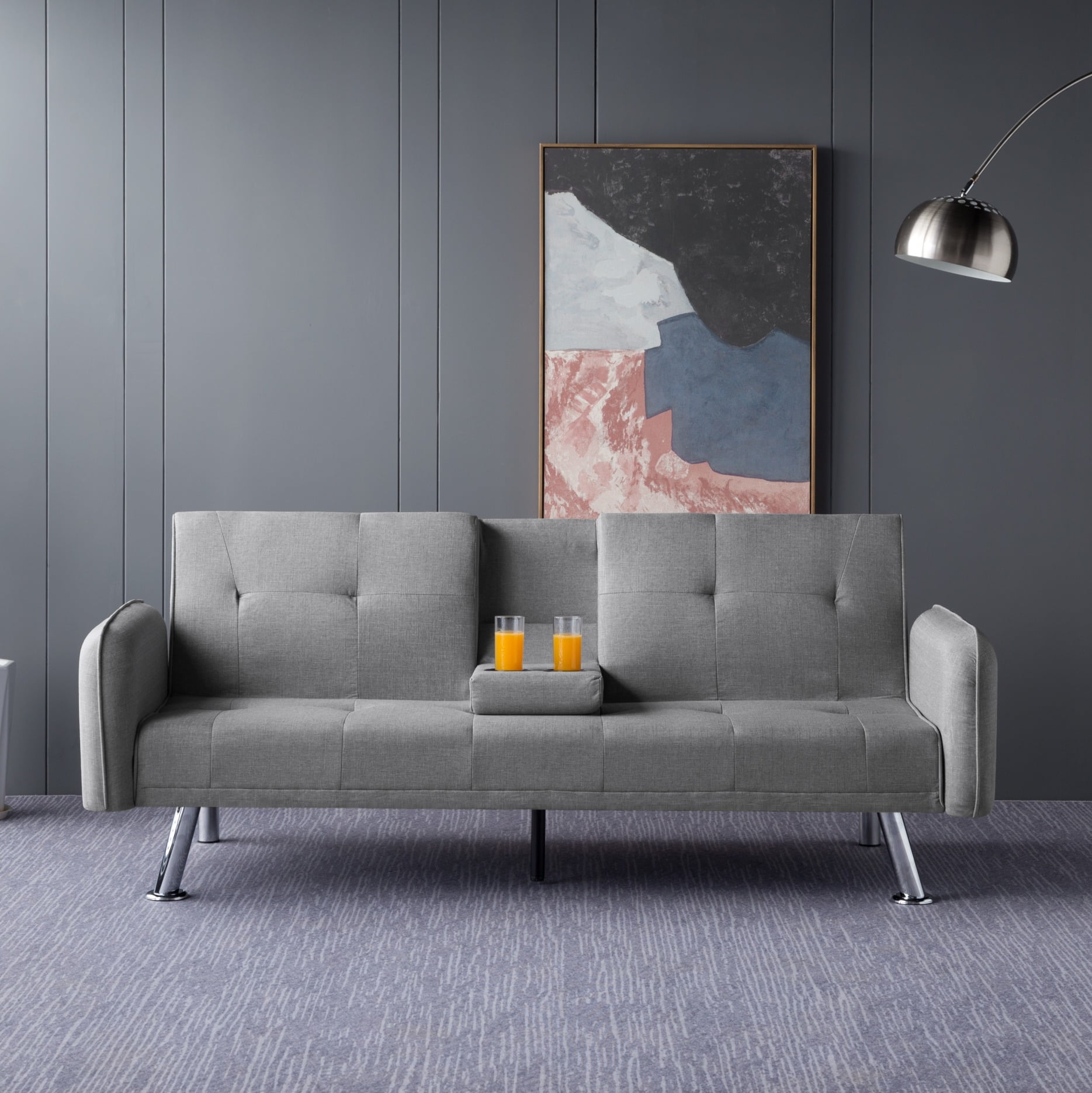 Futon Sofa Bed, Modern Futon Couch Sleeper Sofa, Love seat Convertible ...