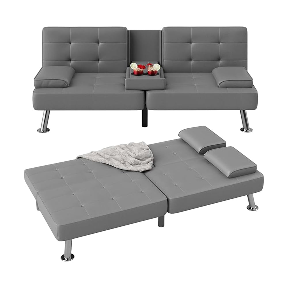 Futon Sofa Bed Modern Folding Futon Set Faux Leather Convertible ...