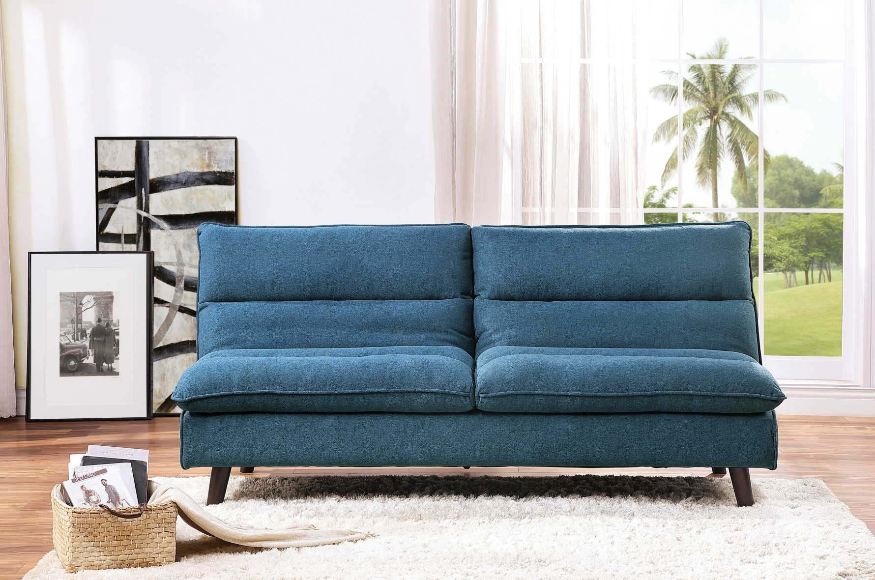 Futon Sofa Bed, Multi-Function Couch Bed with Adjustable Backrest ...