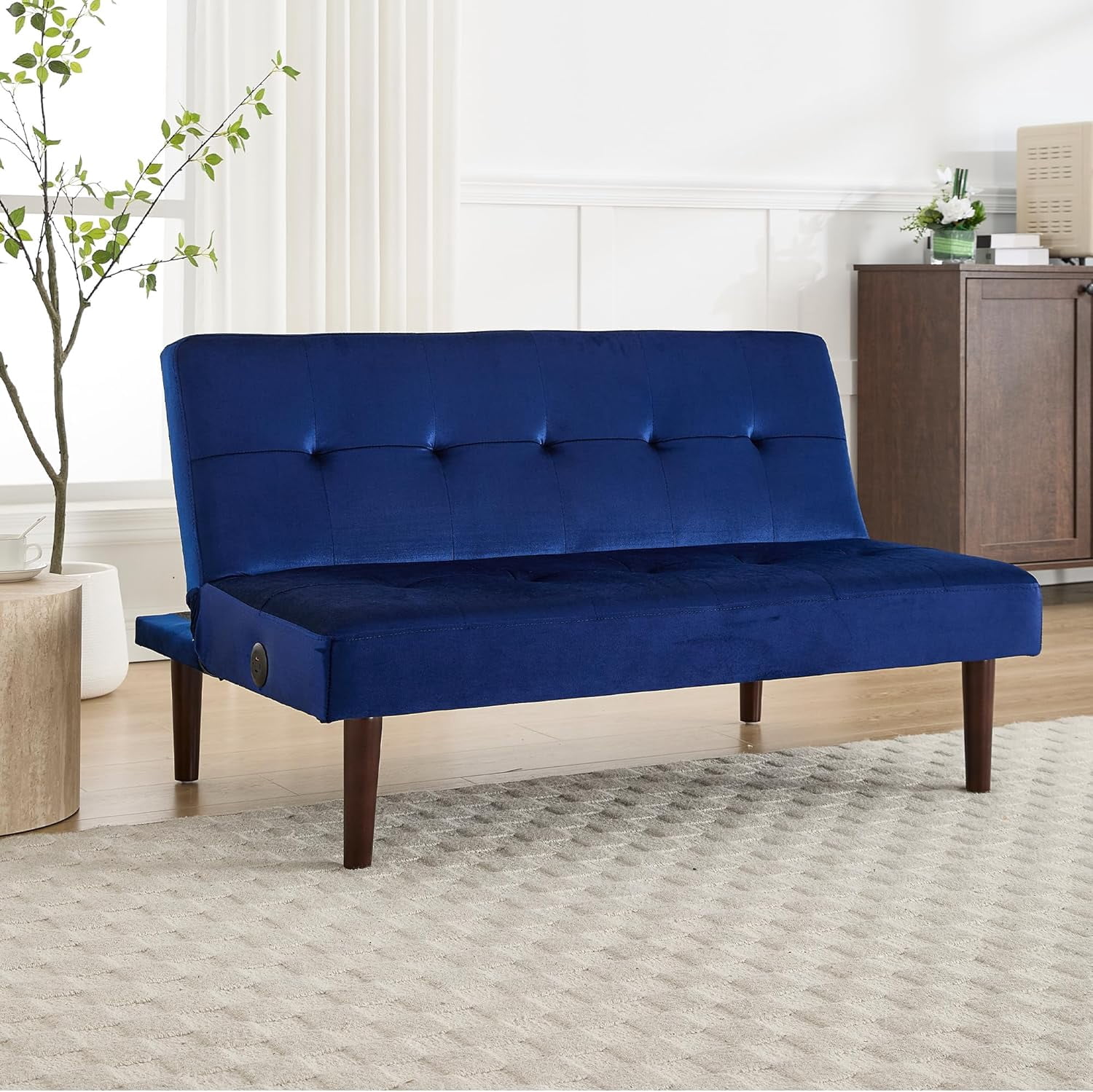 Futon Sofa Bed, Upholstered Futon Couch with Adjustable Back ...