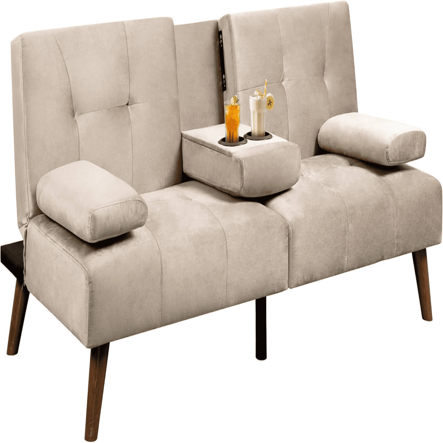 Futon Sofa Bed Velvet 60 in Loveseat Sofa Bed with Cup Holders ...