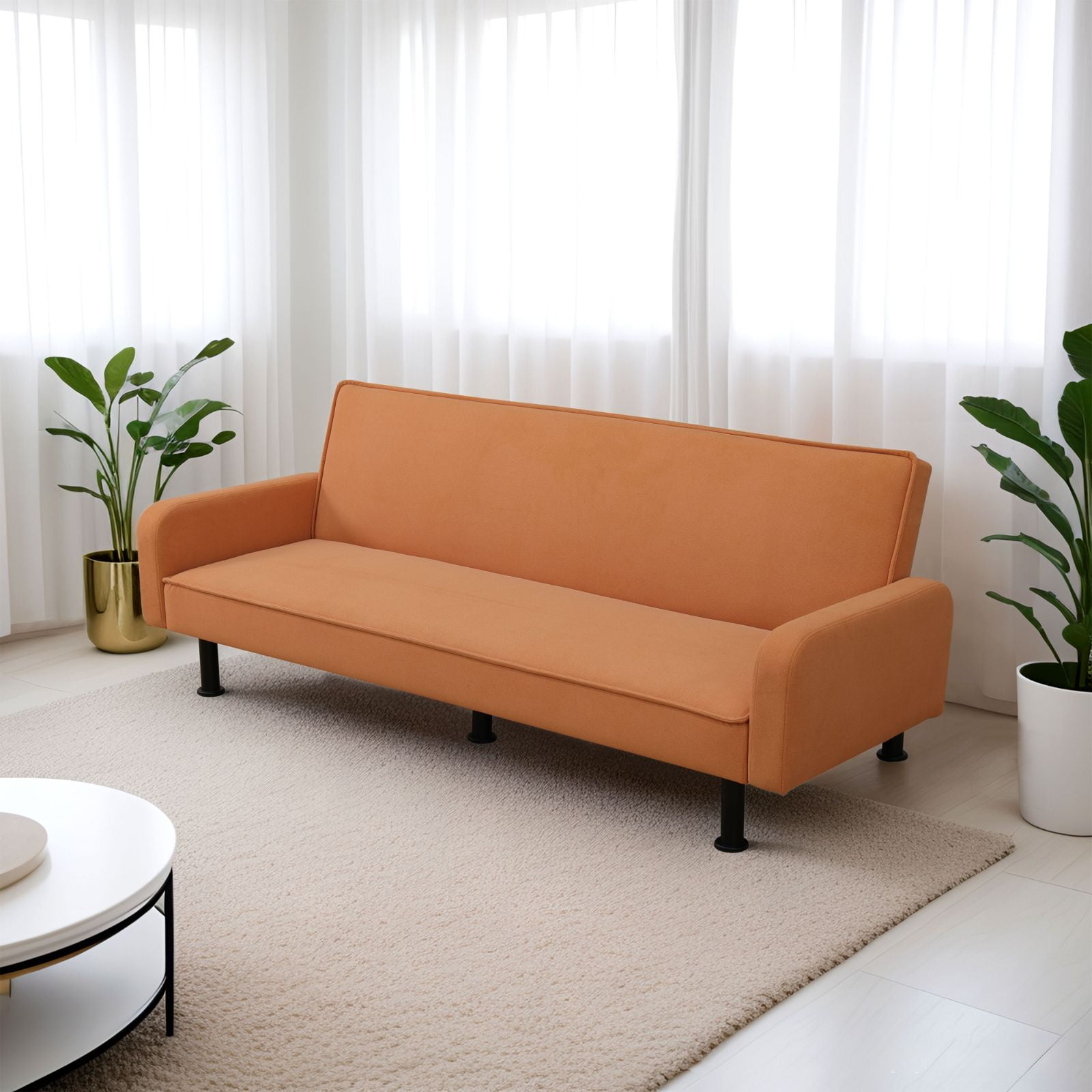 Futon Sofa Bed, Velvet Comfy Futon Couch Bed Convertible Sleeper Sofa ...