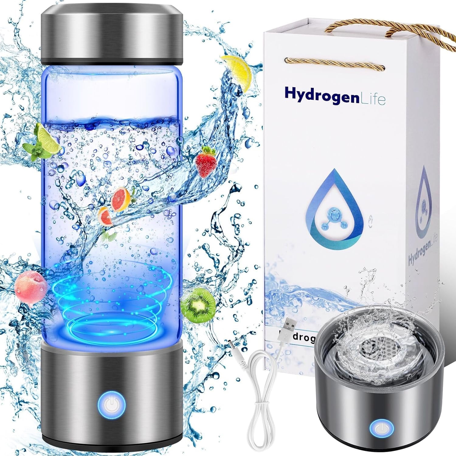 Futtumy Hydrogen Water Bottle Generator, 3Min Quick Electrolysis ...