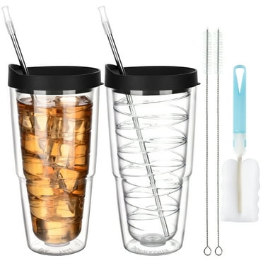 Casewin Clear Insulated Tumblers, Plastic Tumbler Cups, Double Wall ...