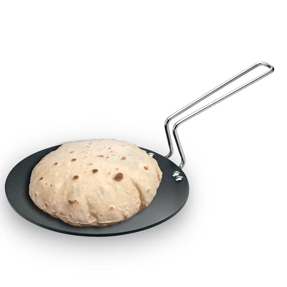 Futura Black Aluminium Tava 22 Cm | Non Stick Tawa With Stainless Steel ...