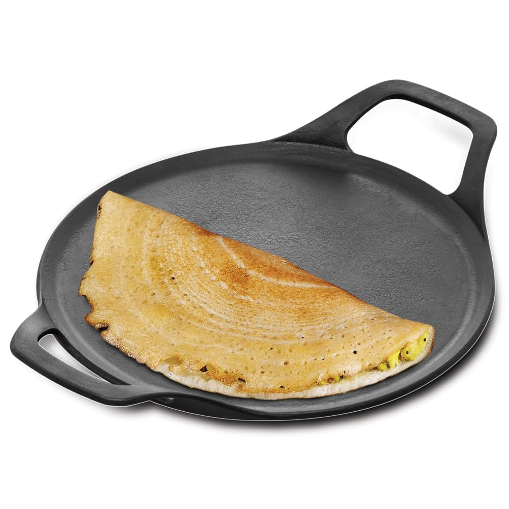 Futura Black Cast Iron Dosa Tava 27 Cm | Pre-seasoned Cast Iron Flat ...