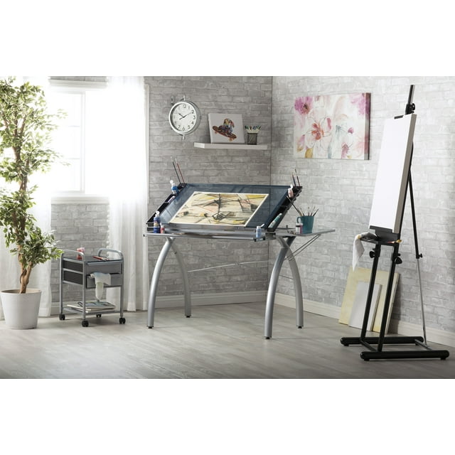 Futura Metal Drafting Drawing Craft Table with Glass Angle Adjustable ...